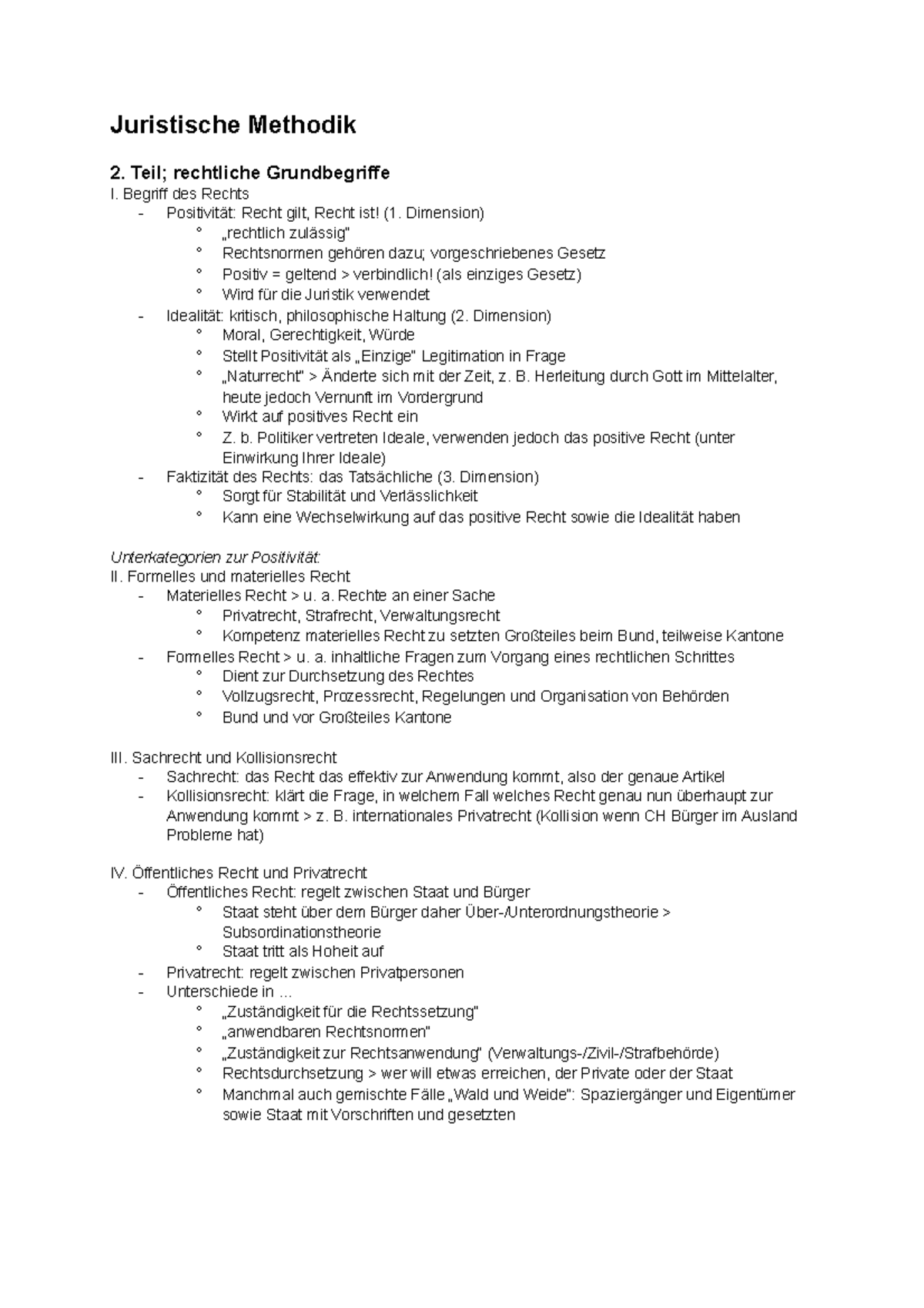 Juristische Methodik Zusammenfassung - Juristische Methodik 2. Teil ...