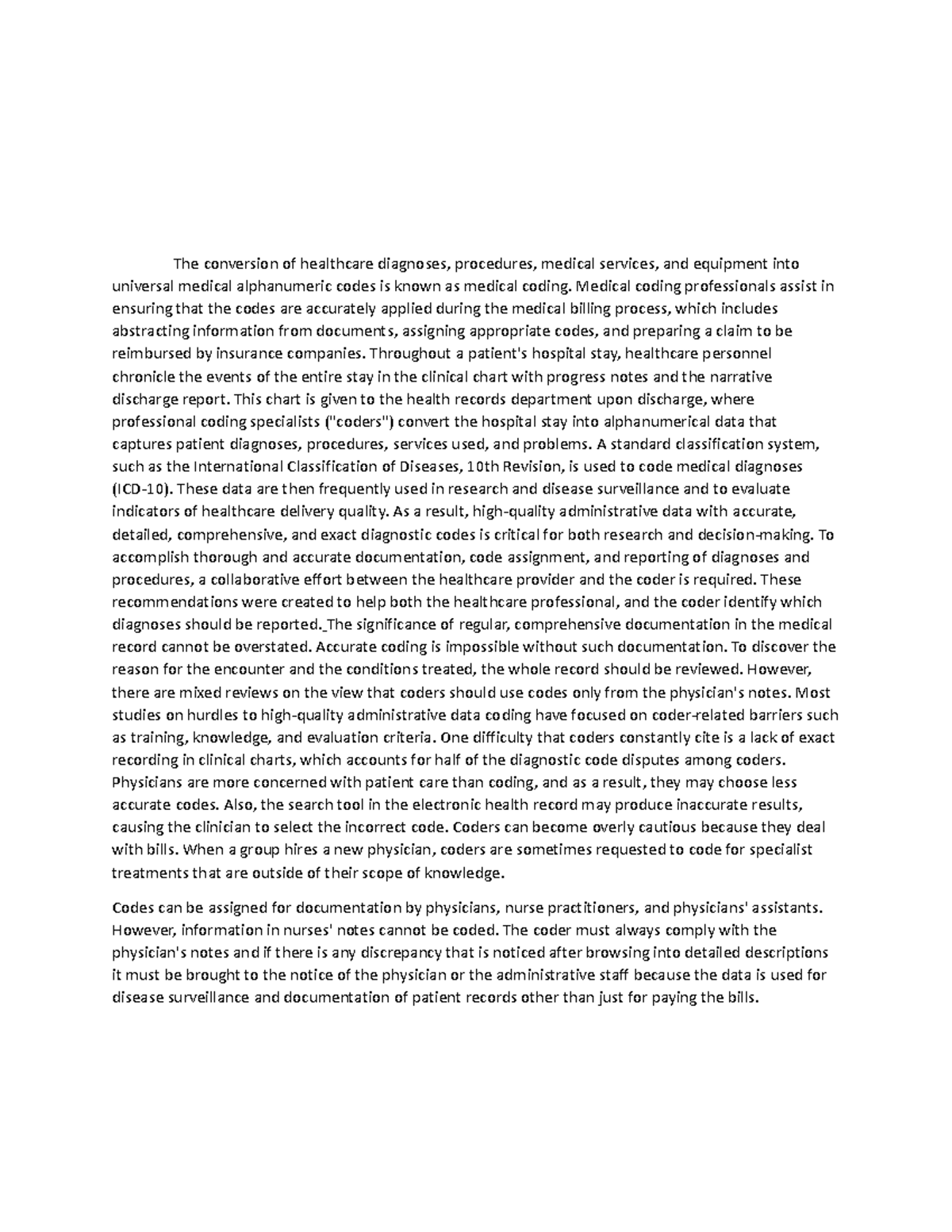 Week2 reflection 1 - enjoy - The conversion of healthcare diagnoses ...