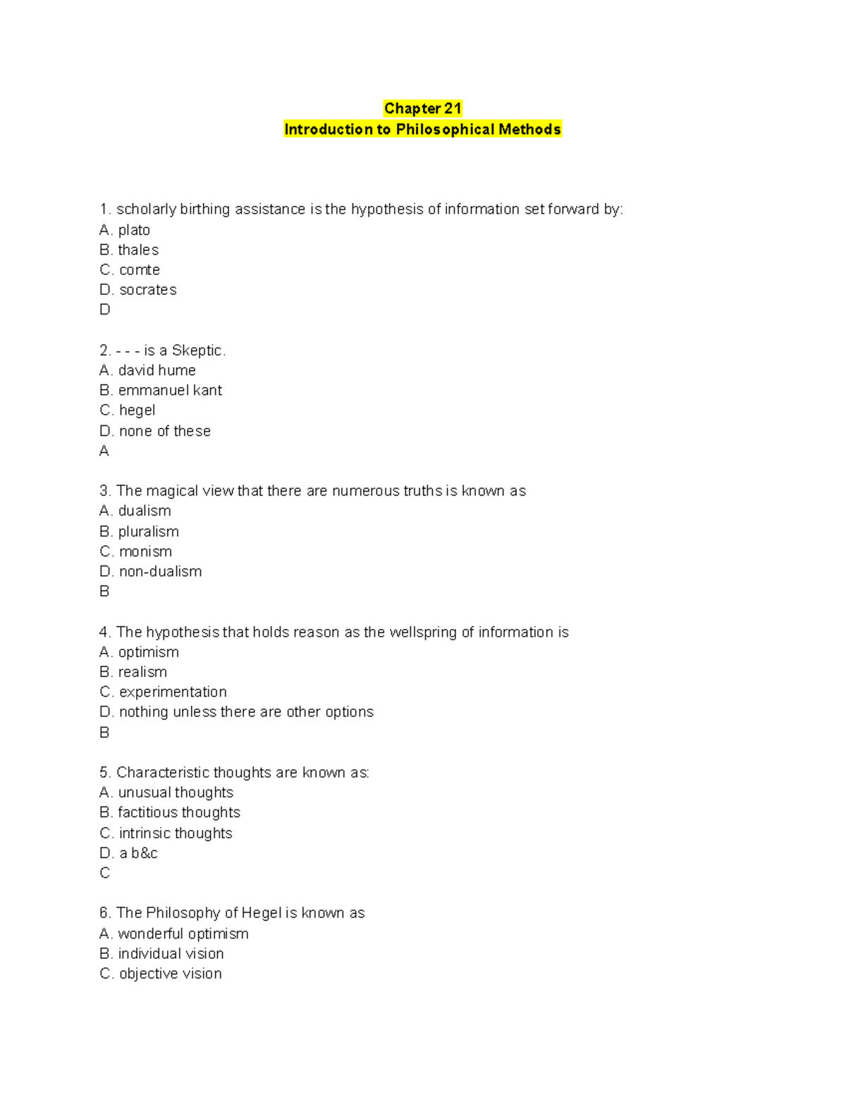 Chapter 21 Introduction to Philosophical Methods - Chapter 21 ...