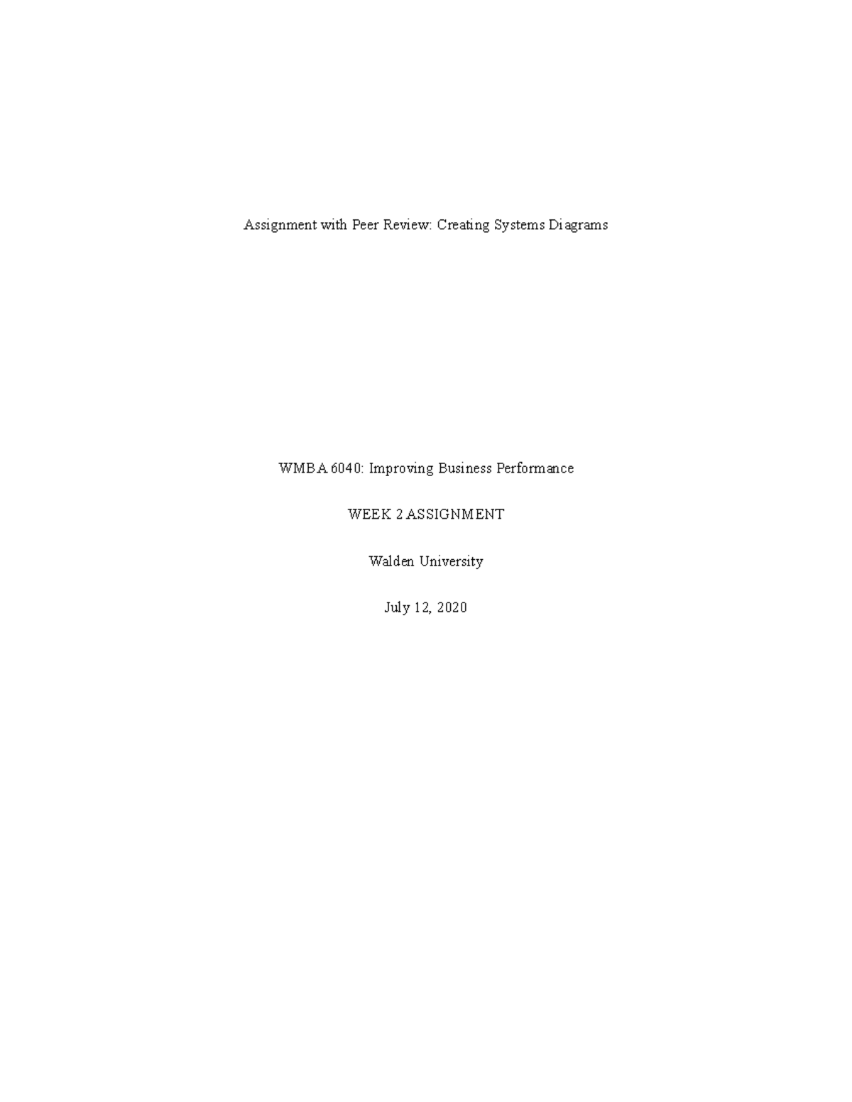 Week 2 Assign 6040 - Essay - Assignment with Peer Review: Creating ...
