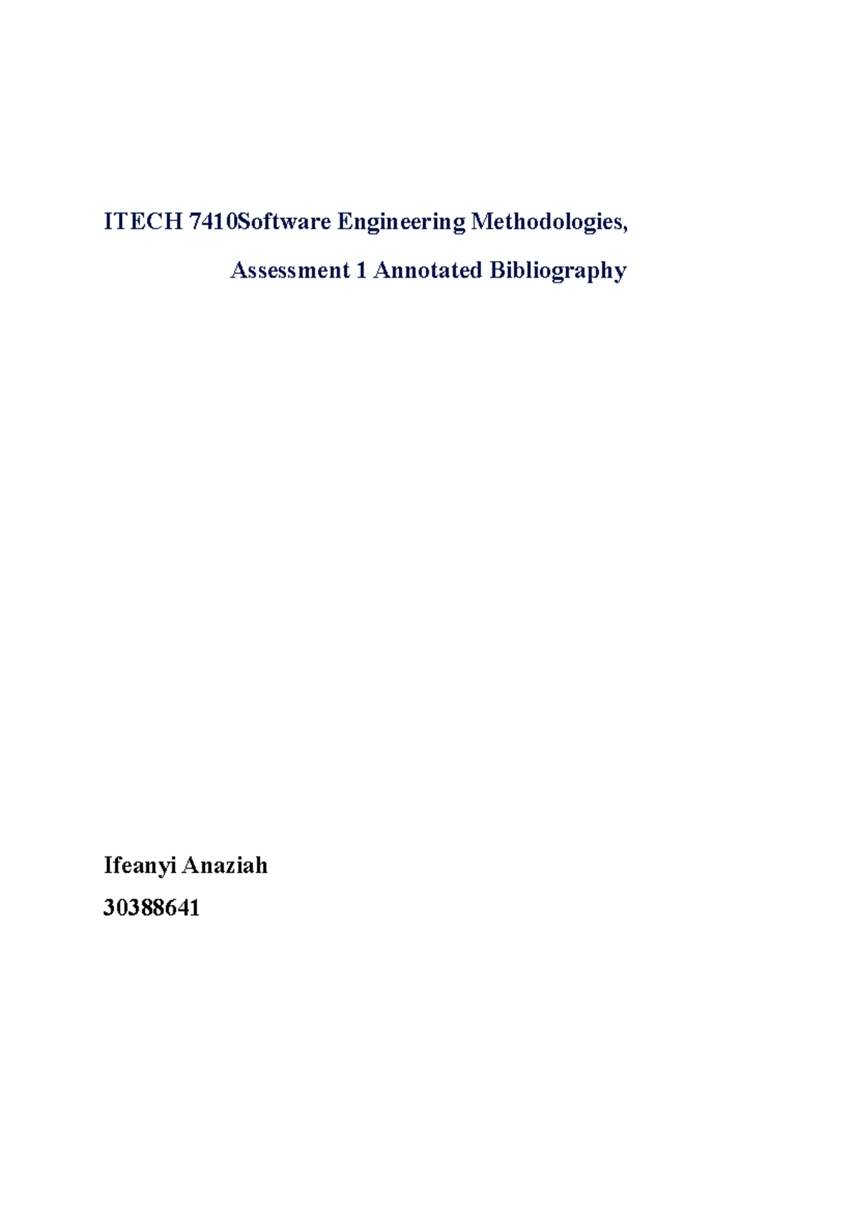 Itech 7410 Assignment 2022 Itech 7410software Engineering