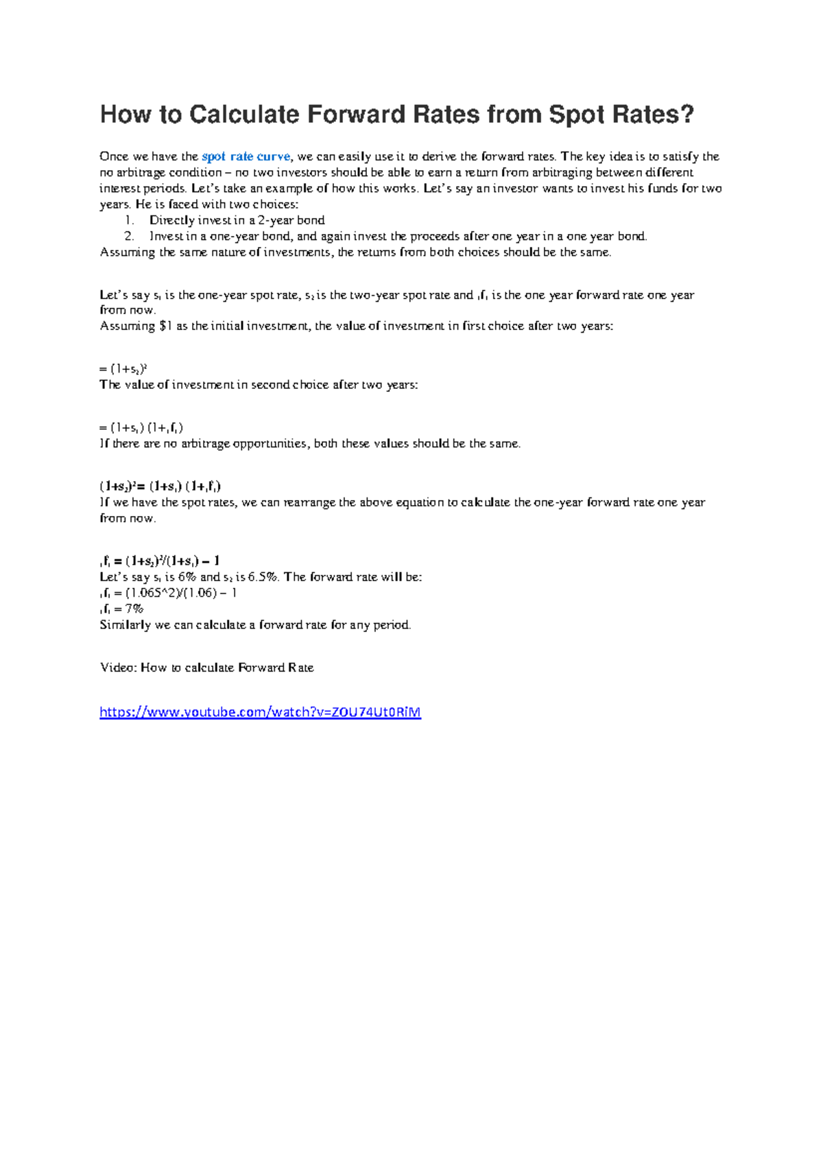 How to calculate forward rates from spot rates - How to Calculate ...