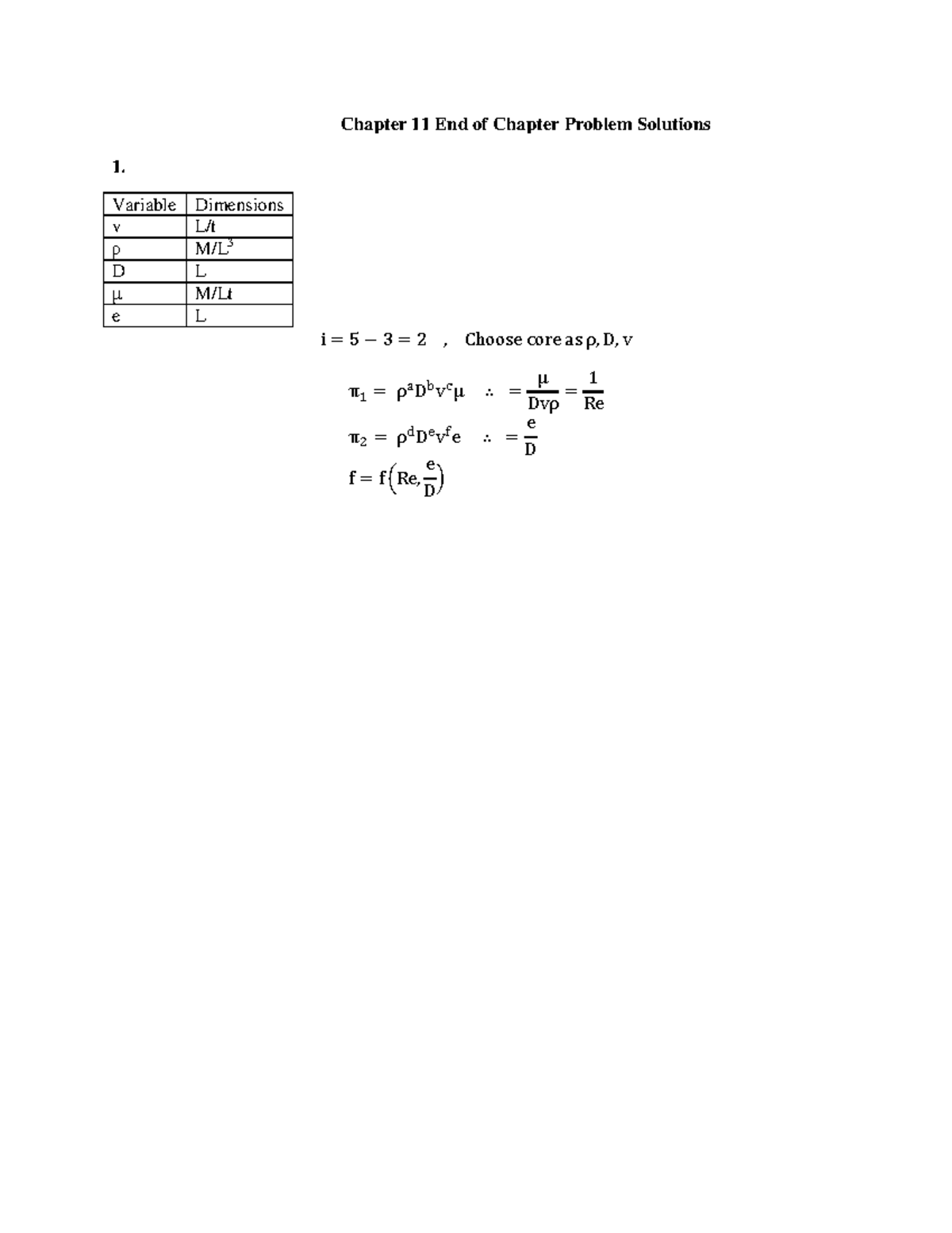 Ch11 - Chapter 11 solution - Chapter 11 End of Chapter Problem Solutions Variable Dimensions v L ...