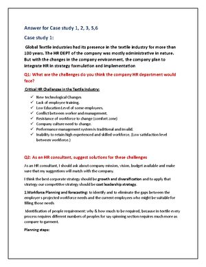 Advanced human resources case study - Human Resource Management - Studocu