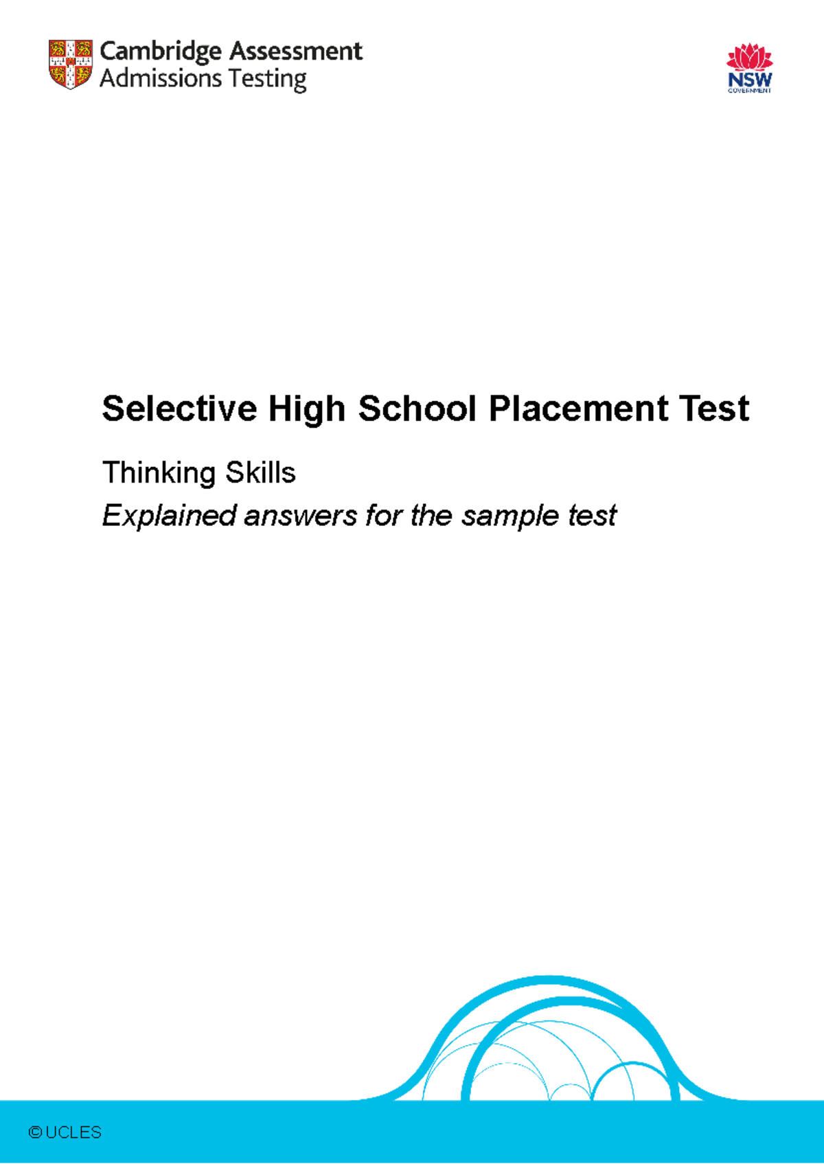 Thinking sample explained answers - Selective High School Placement ...