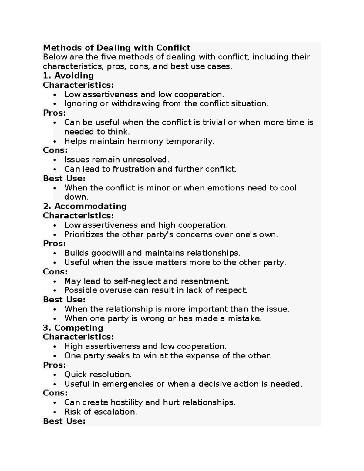 Hrpd conflict - Methods of Dealing with Conflict Below are the five ...