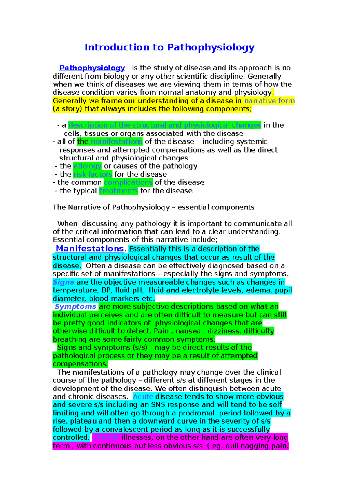 Introduction to Pathophysiology - Introduction to Pathophysiology ...