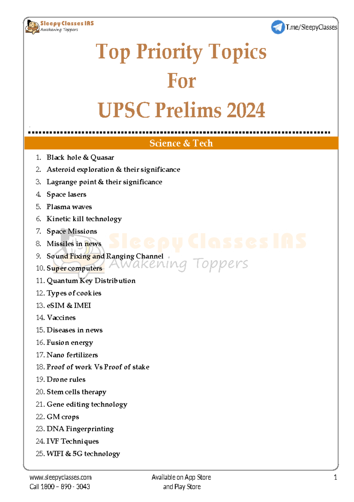 Top Priority Topics - sleepyclasses Available on App Store 1 Call 1800 ...