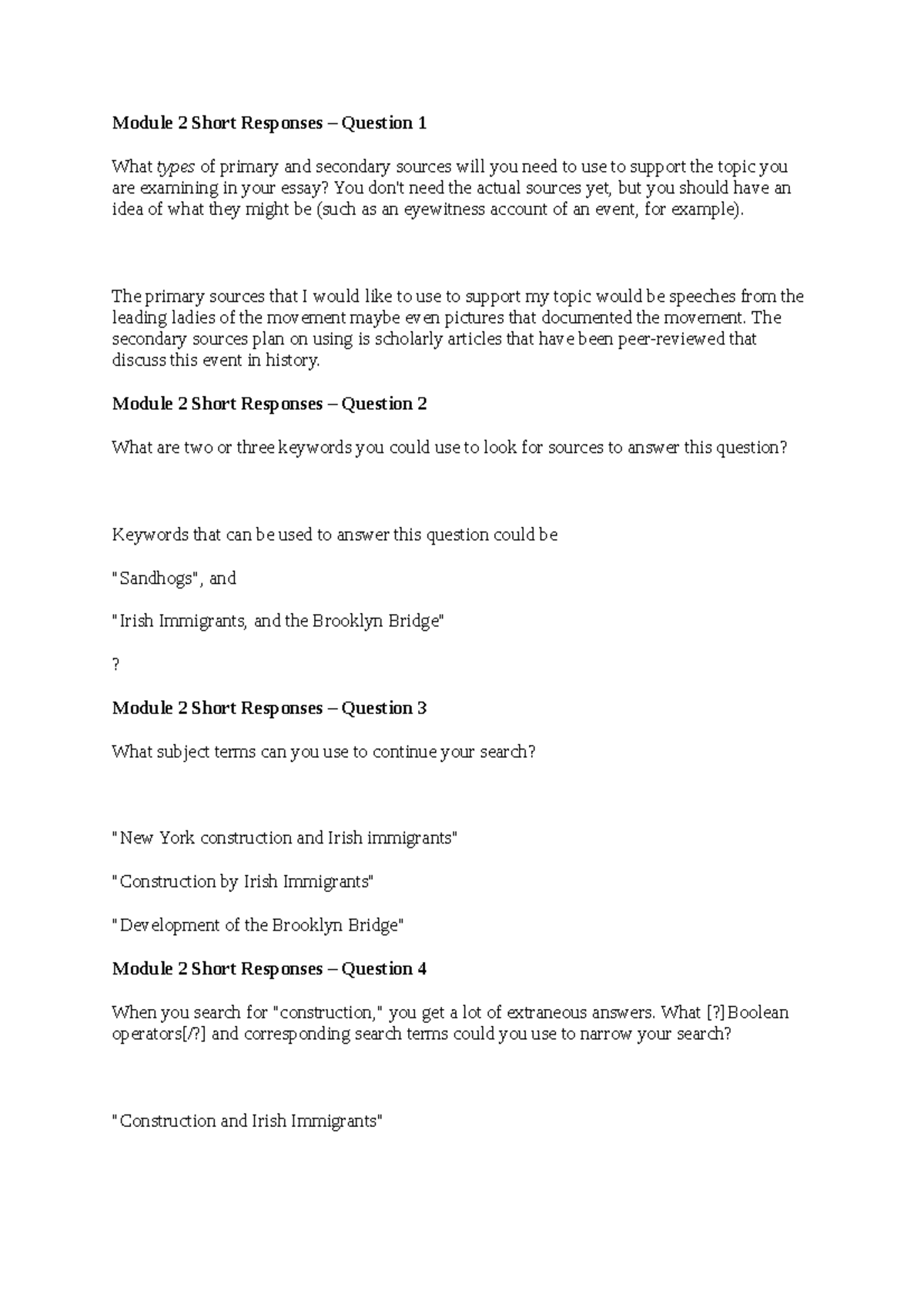 2-2 short responses - Module 2 Short Responses – Question 1 What types ...