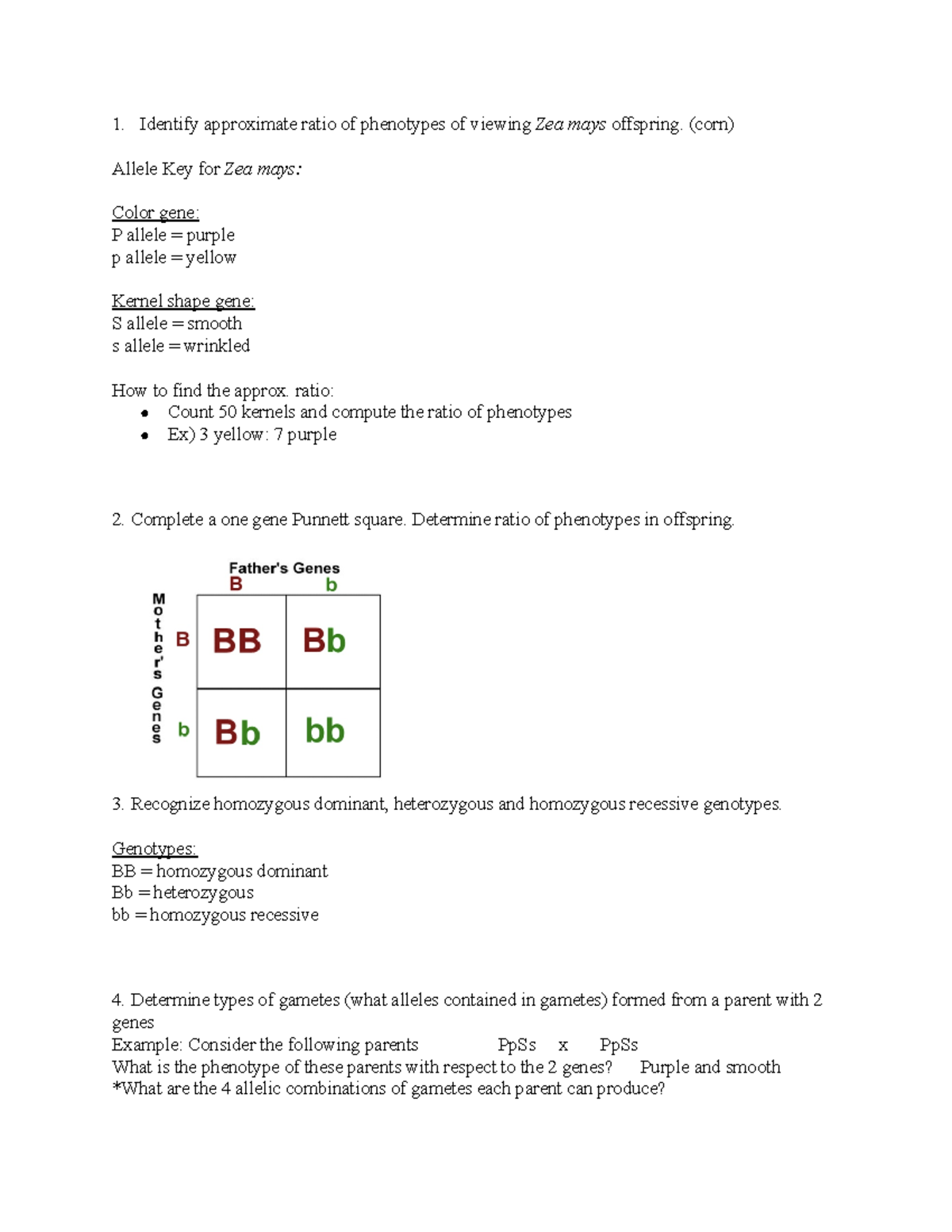 Lab practical 2 - Identify approximate ratio of phenotypes of viewing ...