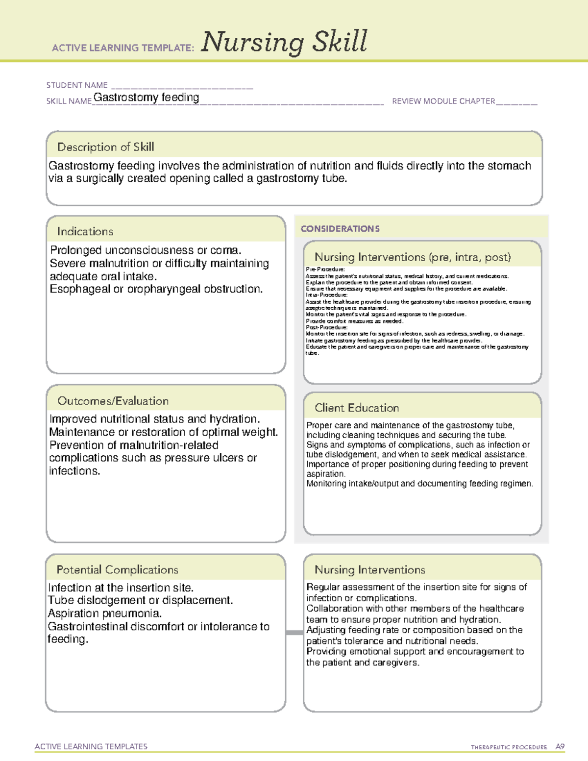 Gastrostomy feeding ATI - ACTIVE LEARNING TEMPLATES TherapeuTic ...