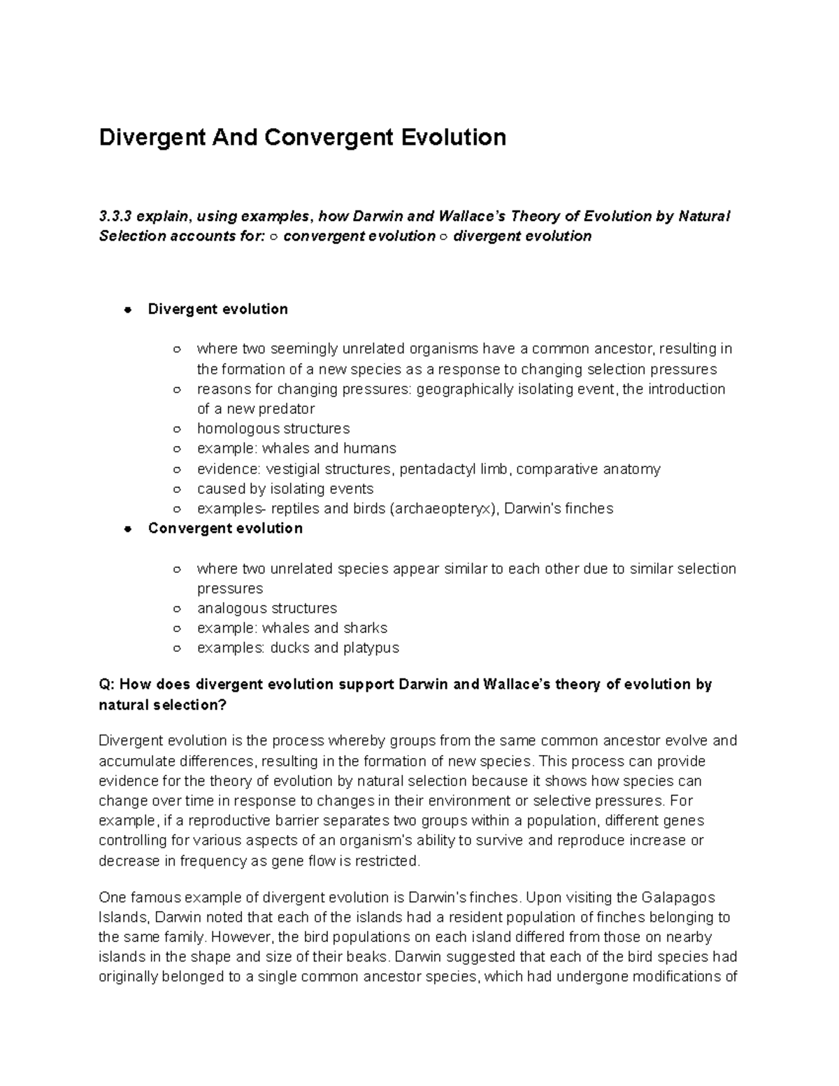 Divergent And Convergent Evolution - 3 explain, using examples, how ...