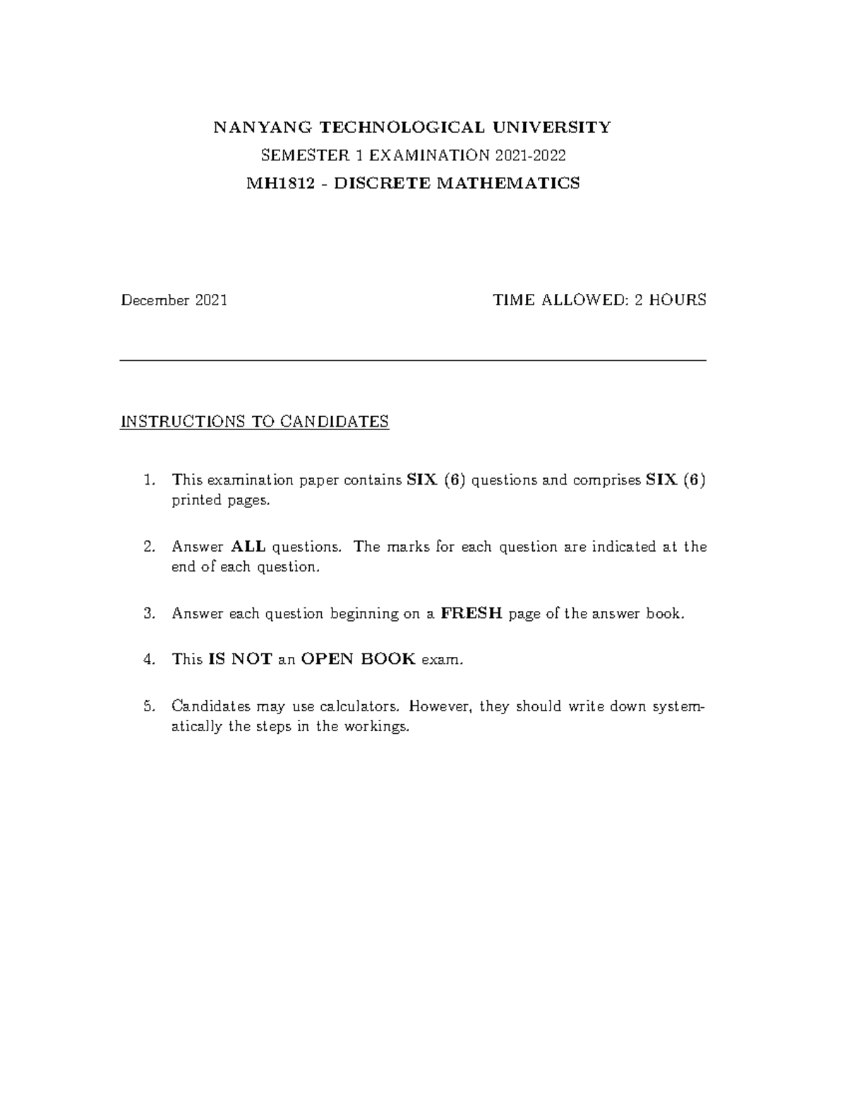 AY2021S1-Solution - Finals Answers - NANYANG TECHNOLOGICAL UNIVERSITY ...