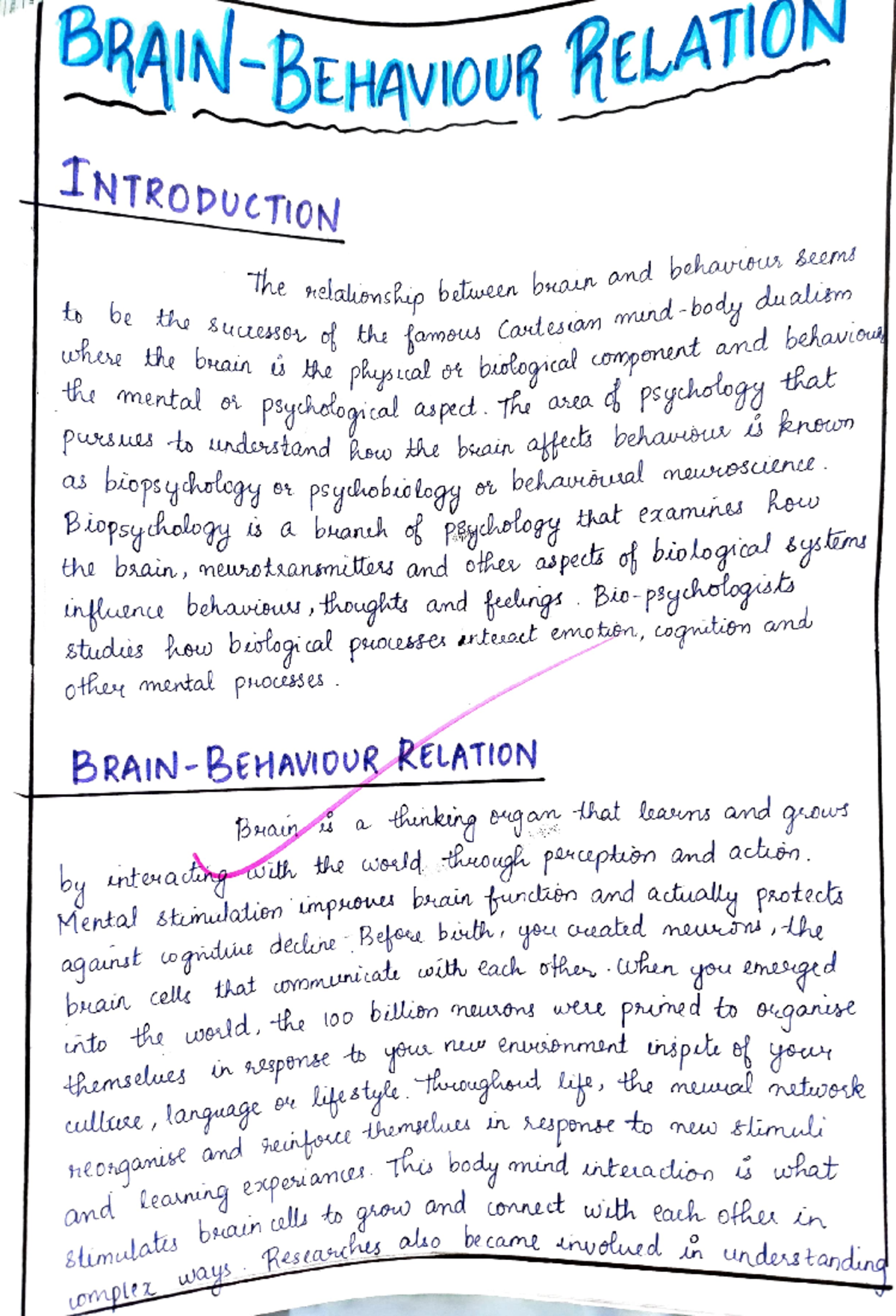 Brain and behaviour - (BRAIN-BEHA O94IN-BEHAVIOUR KELATION INTRODUCTION ...