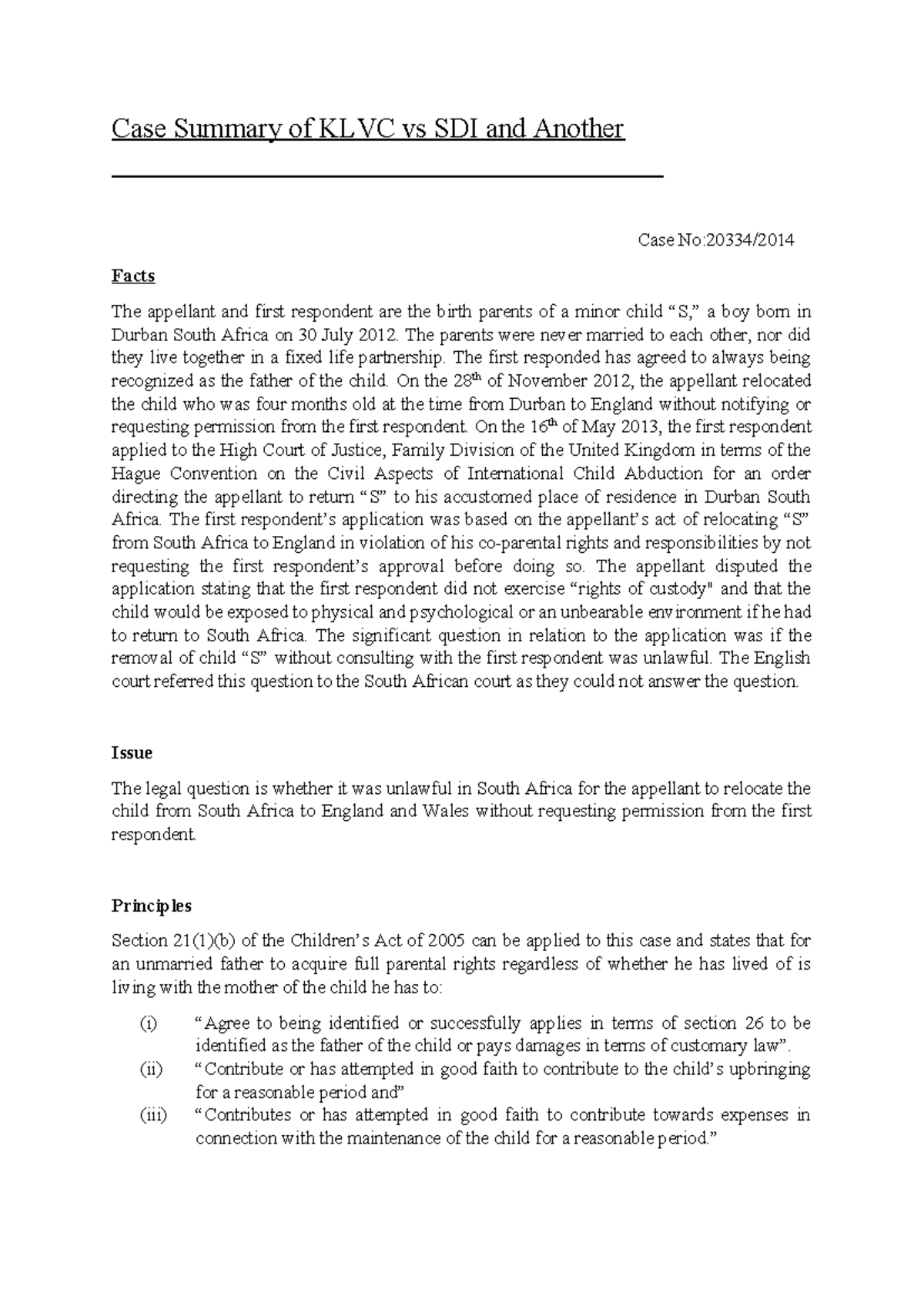 Case Summary (1) 2024 - Case Summary of KLVC vs SDI and Another Case No ...