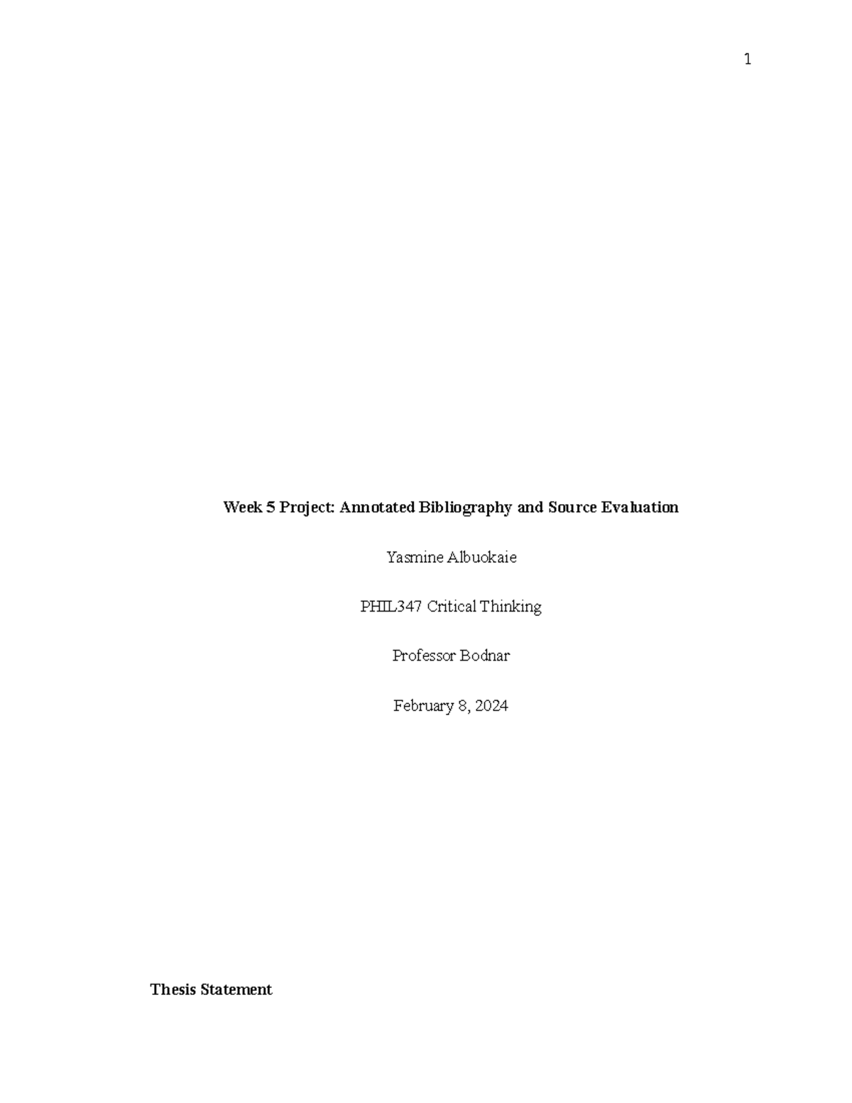 Annotation and Bibliograpgy week 5 - Week 5 Project: Annotated Bibliography and Source ...