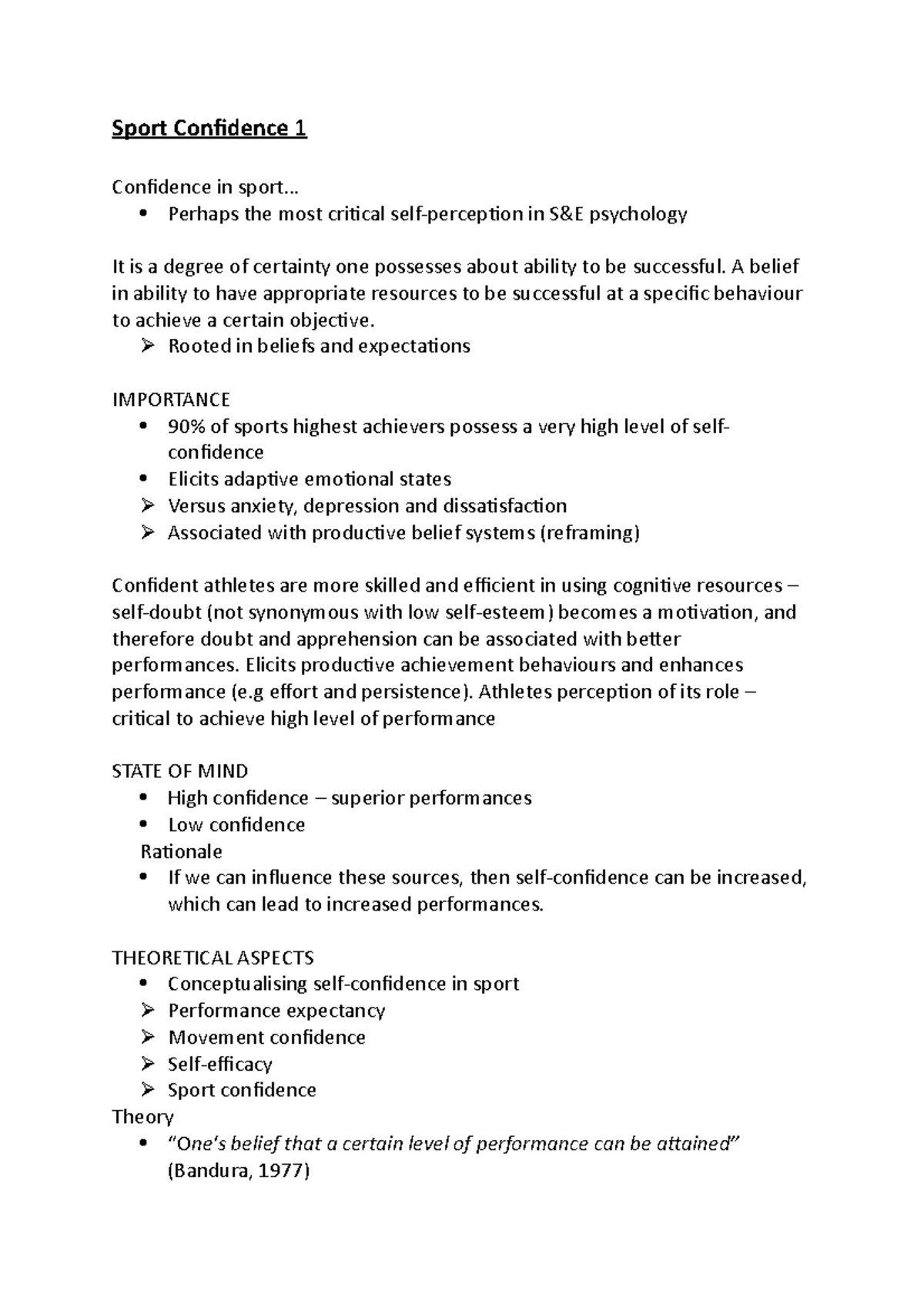 Sport Confidence - 1 - Sport Confidence 1 Confidence in sport ...