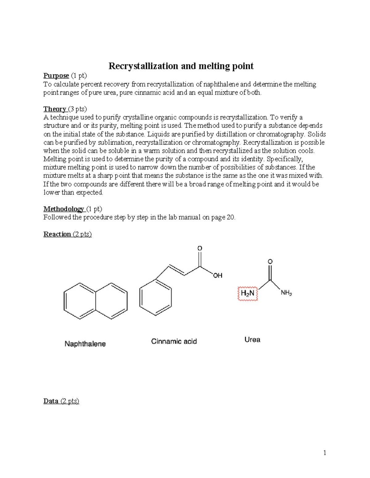 Recrys. and melting point - Recrystallization and melting point Purpose ...