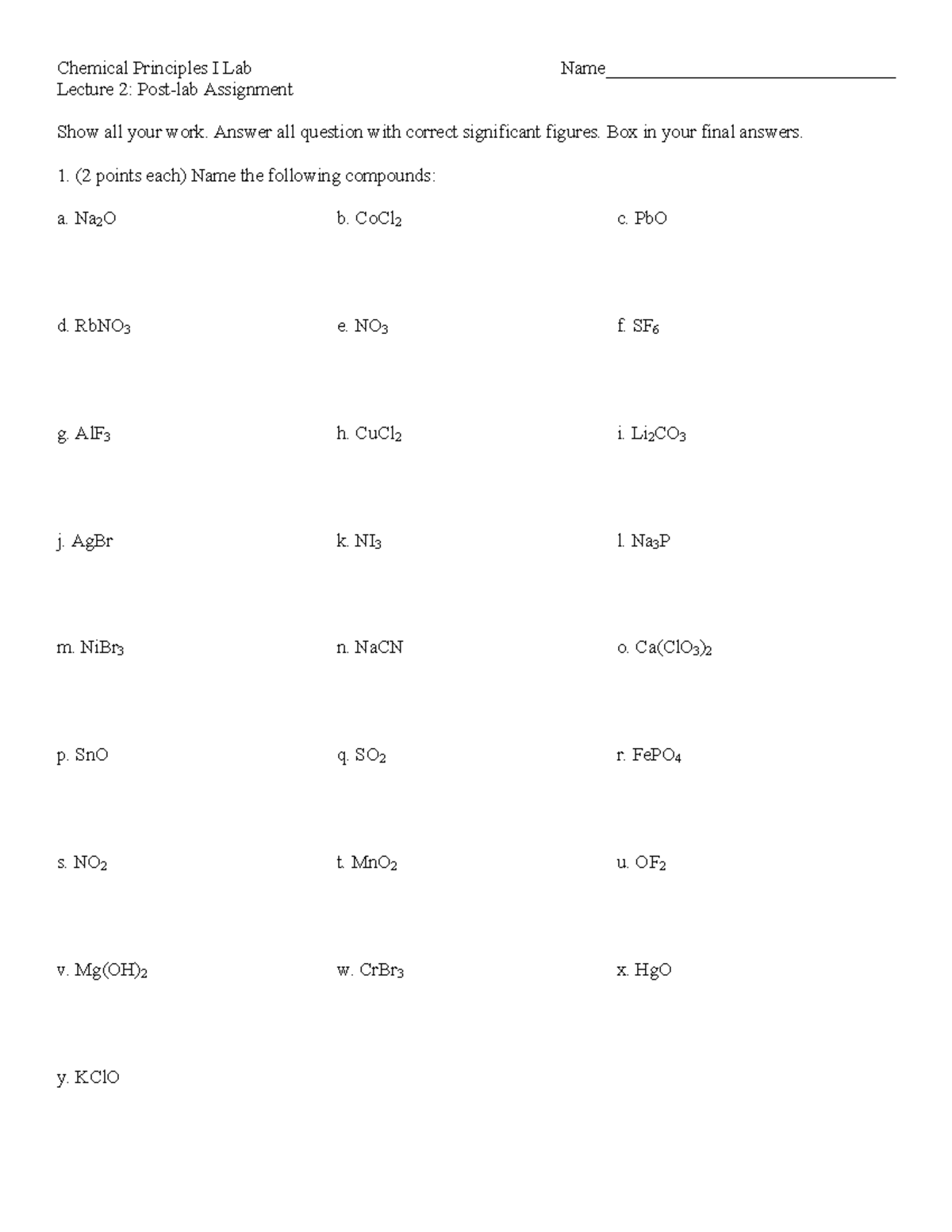 Nomenclature 2 - the teachers name is Dr. Elguézabal. - Chemical ...