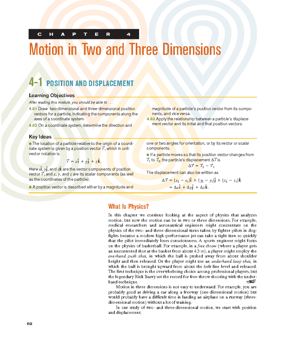 PHYS 1514 - Chapter 4 - 62 C H A P T E R 4 Motion in Two and Three ...