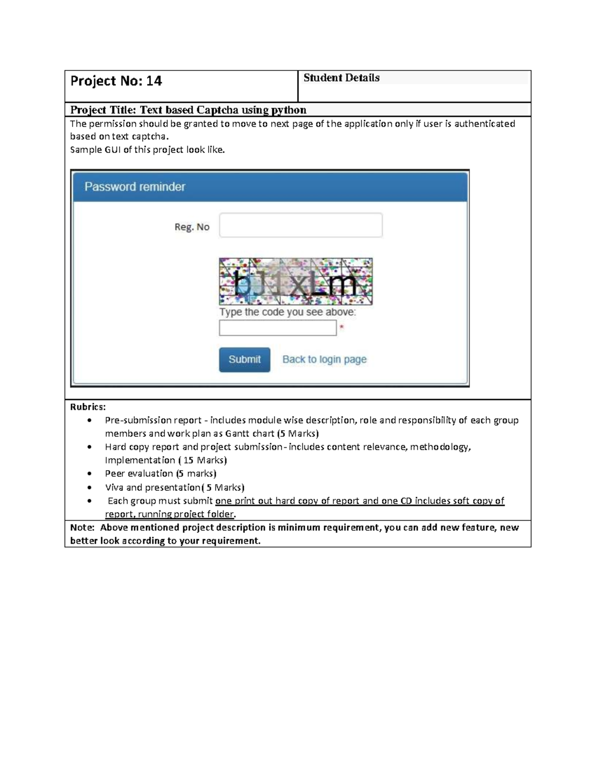 Project 14 - Sjdj sidi idid isid - Project No: 14 Student Details ...
