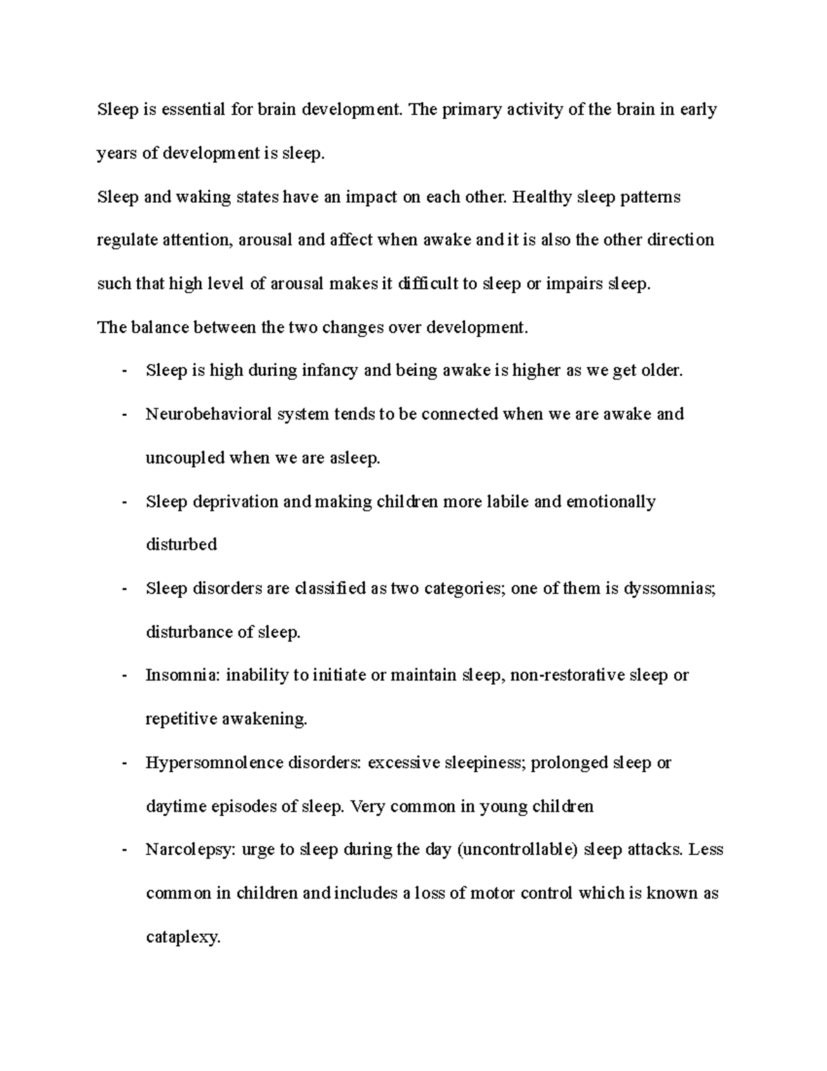 Psyc 337 module notes sleep disorders - Sleep is essential for brain ...