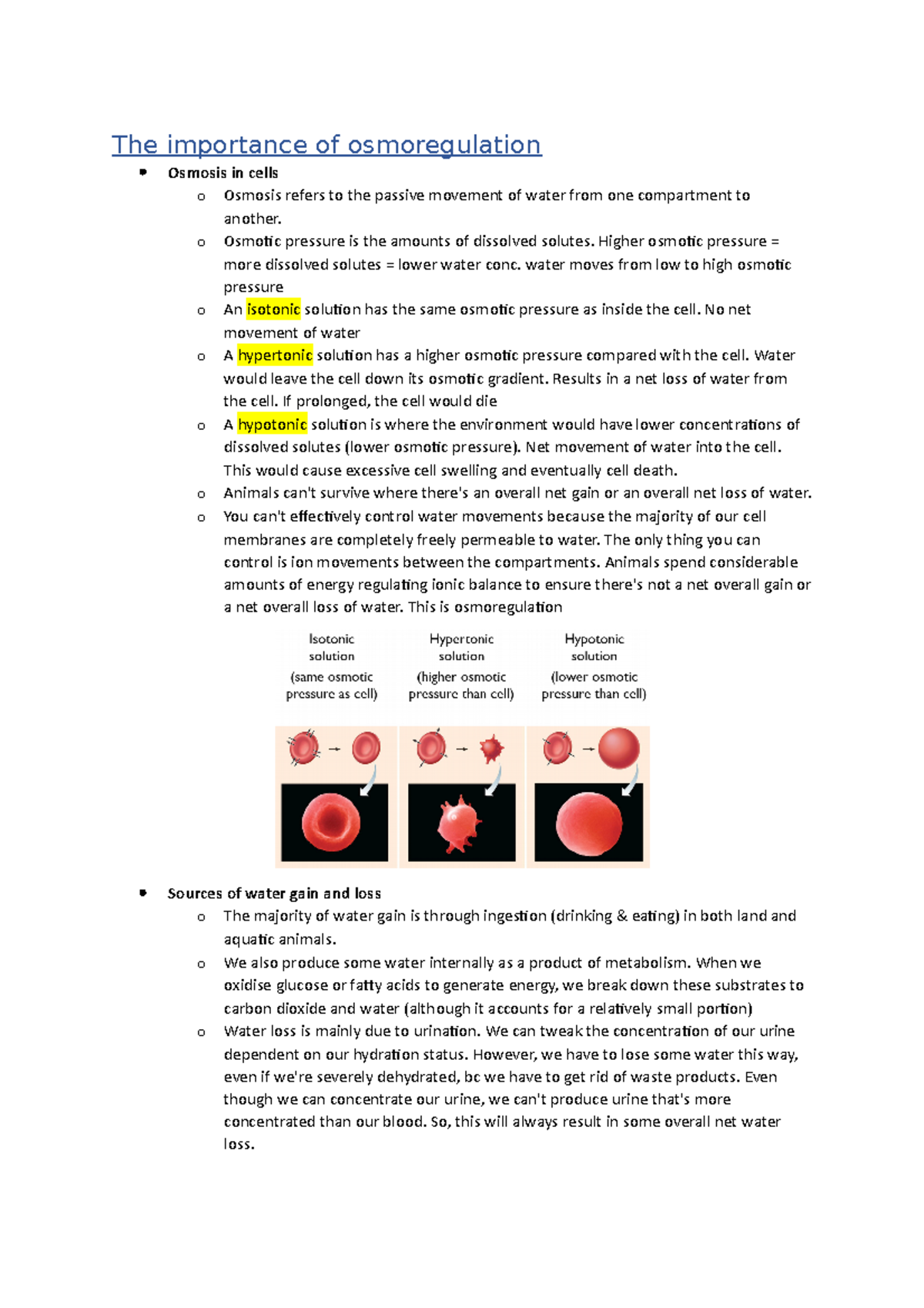 Osmoregulation - Lecture notes 18 - The importance of osmoregulation ...