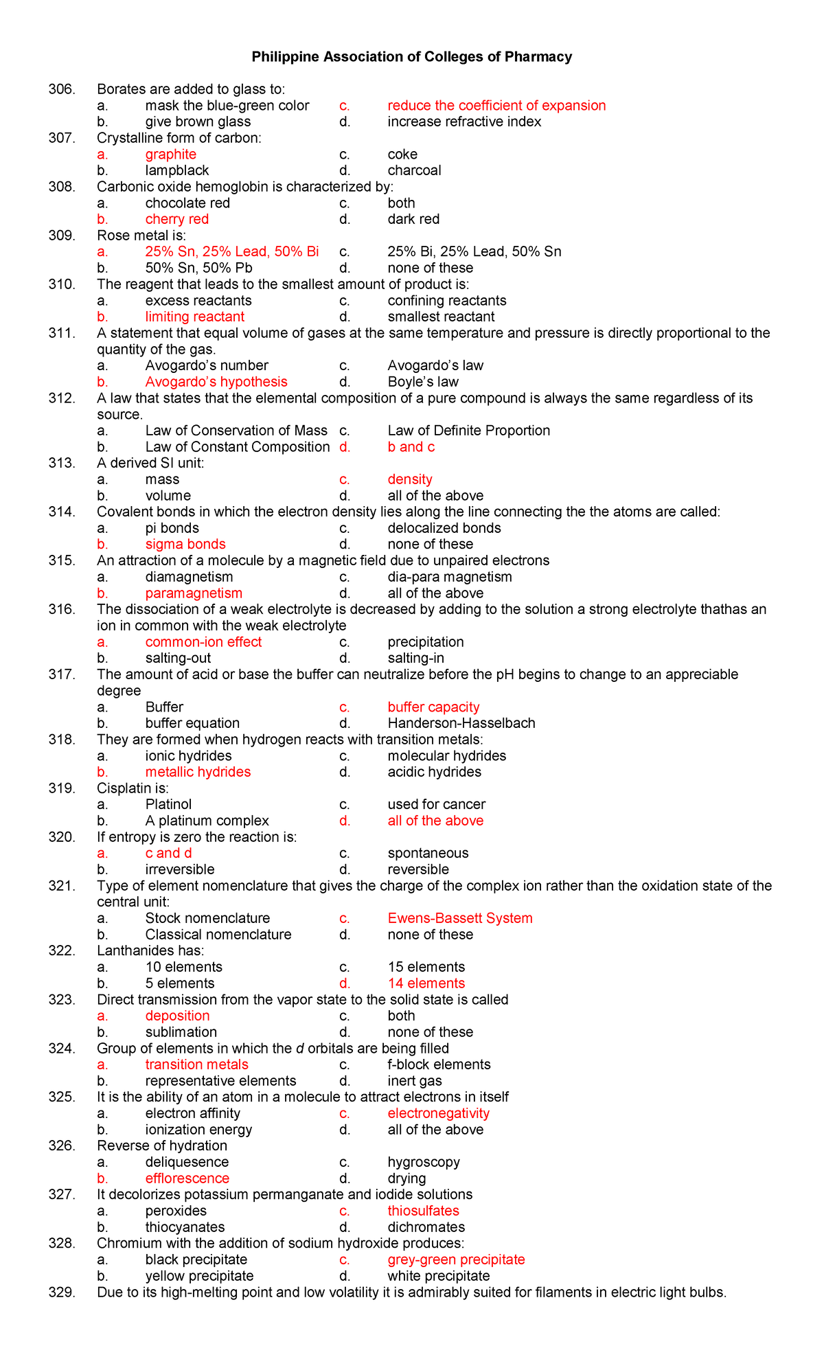 Pharmaceutical chemistry answer key pink pacop pdf free - Borates are ...
