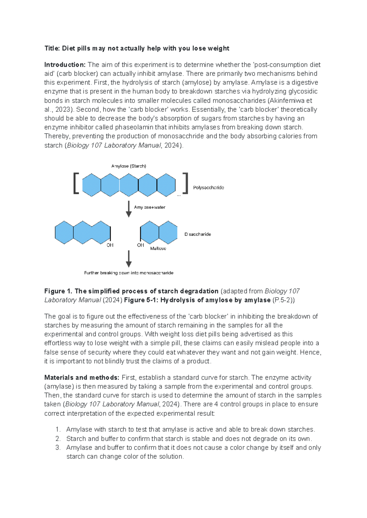 Lab 5 enzyme assay - lab 5 - Title: Diet pills may not actually help ...
