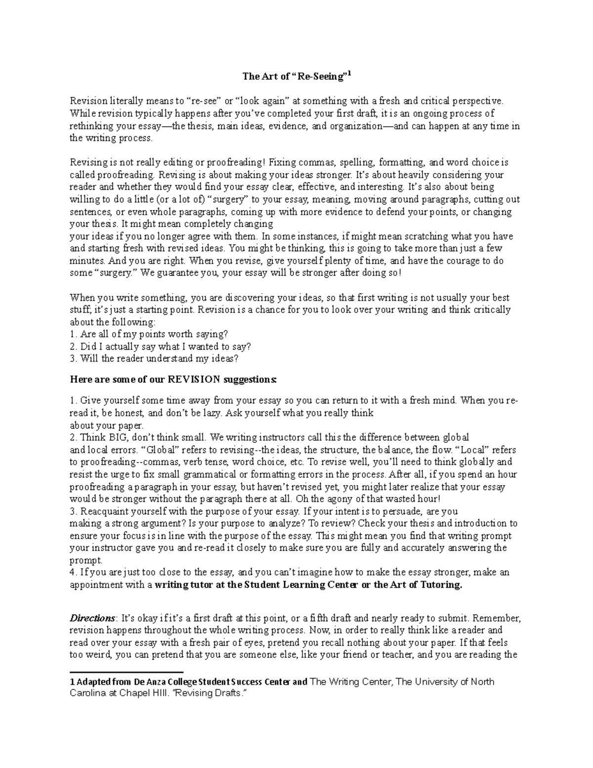 Rhetorical Analysis Revision worksheet - The Art of “Re-Seeing” 1 ...