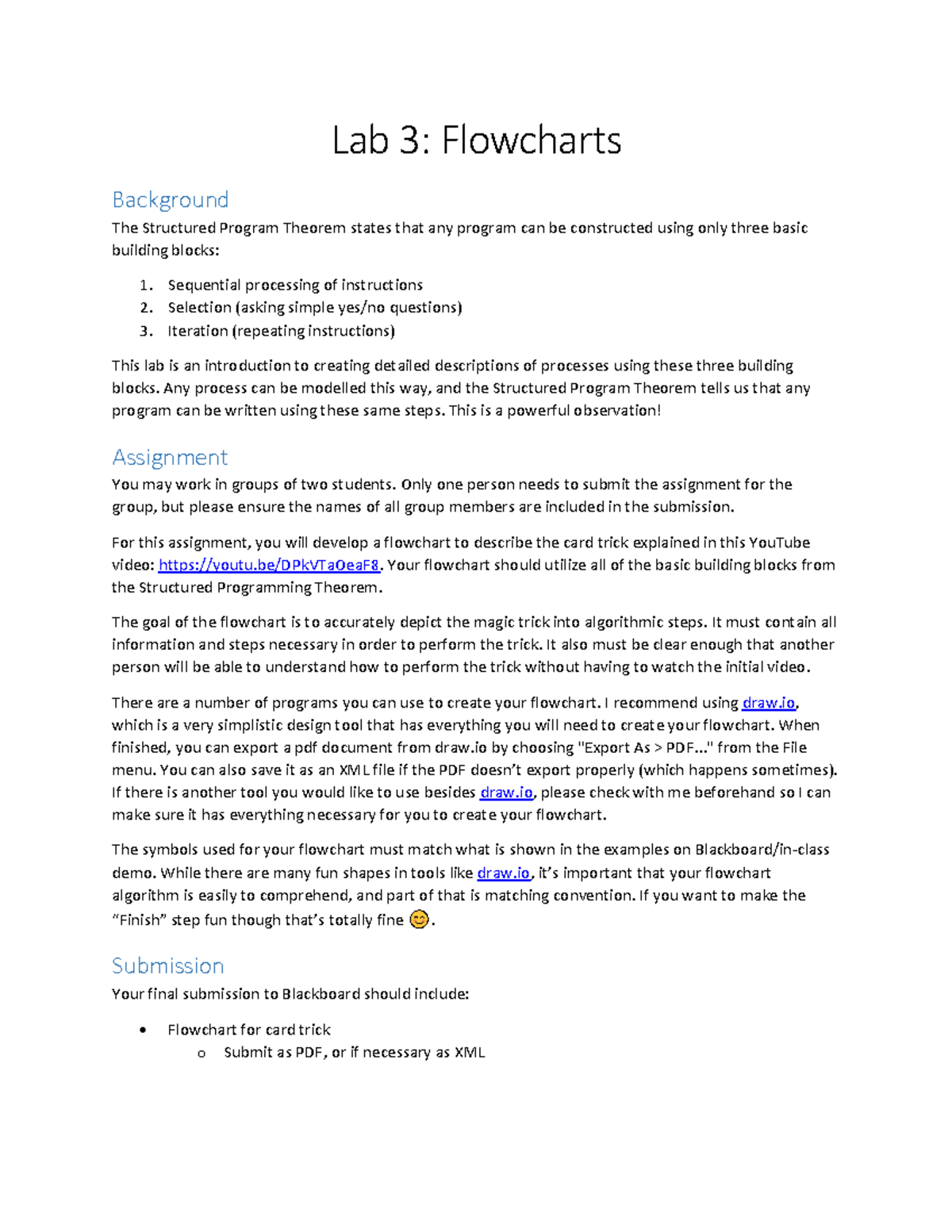 Lab3 Flowcharts Lab 3 Flowcharts Background The Structured Program Theorem States That Any