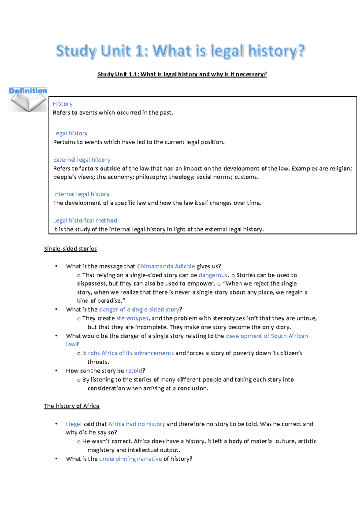 IURI 122 SU 1 Notes - description of the study Units - Study Unit 1 ...
