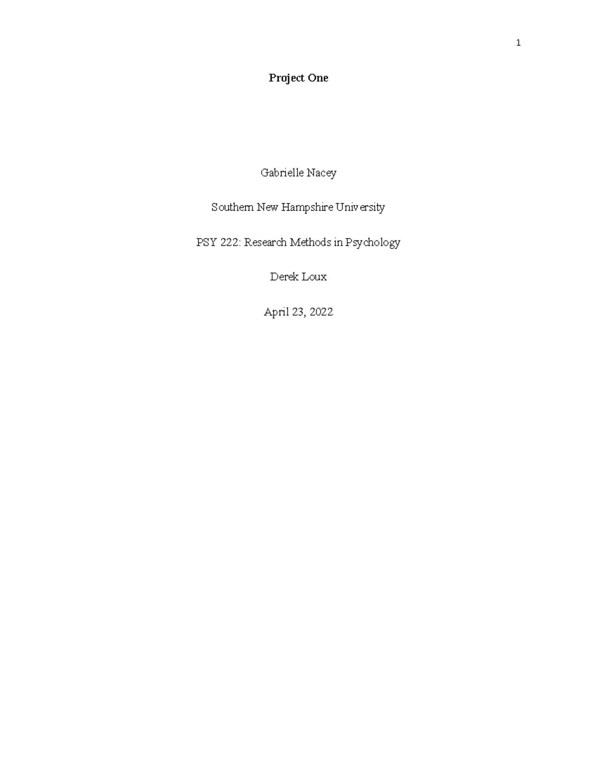 7.3 PSY 222 - Module 7 Assignment - Project One Gabrielle Nacey ...