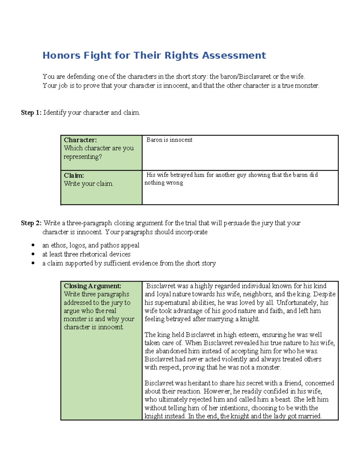 4 - i got a 100 - Honors Fight for Their Rights Assessment You are ...