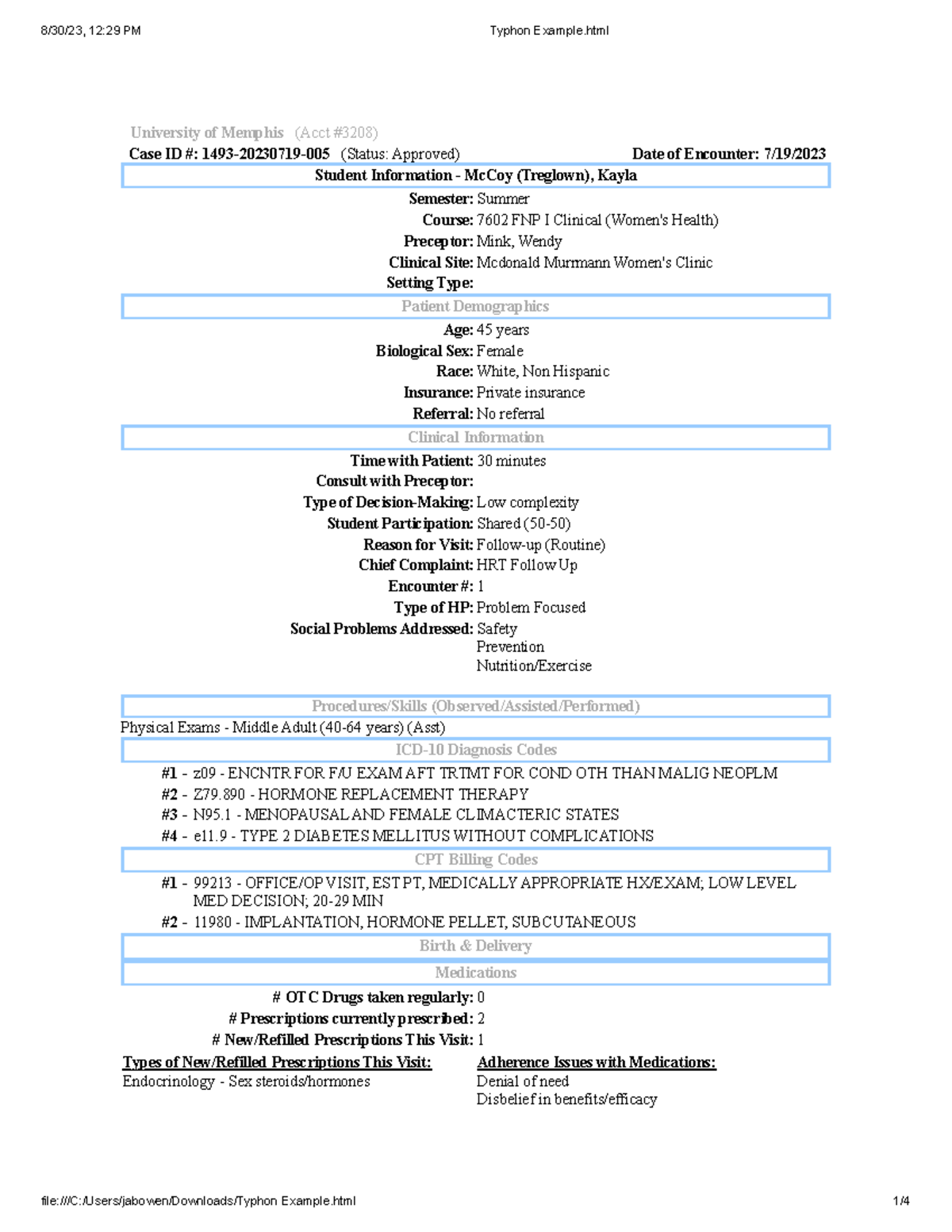 Typhon Example - University of Memphis (Acct #3208) Case ID #: 1493 ...