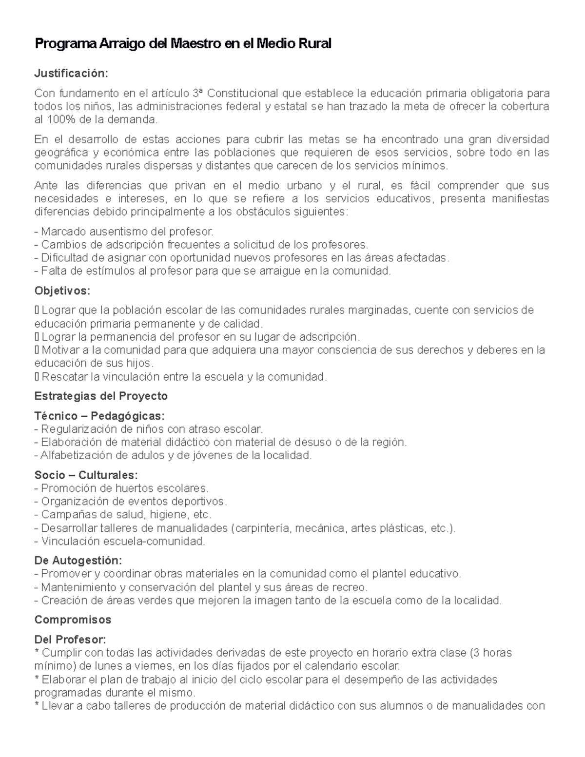 7. Programa Arraigo Justificación%2c objetivos%2c etc - Programa ...