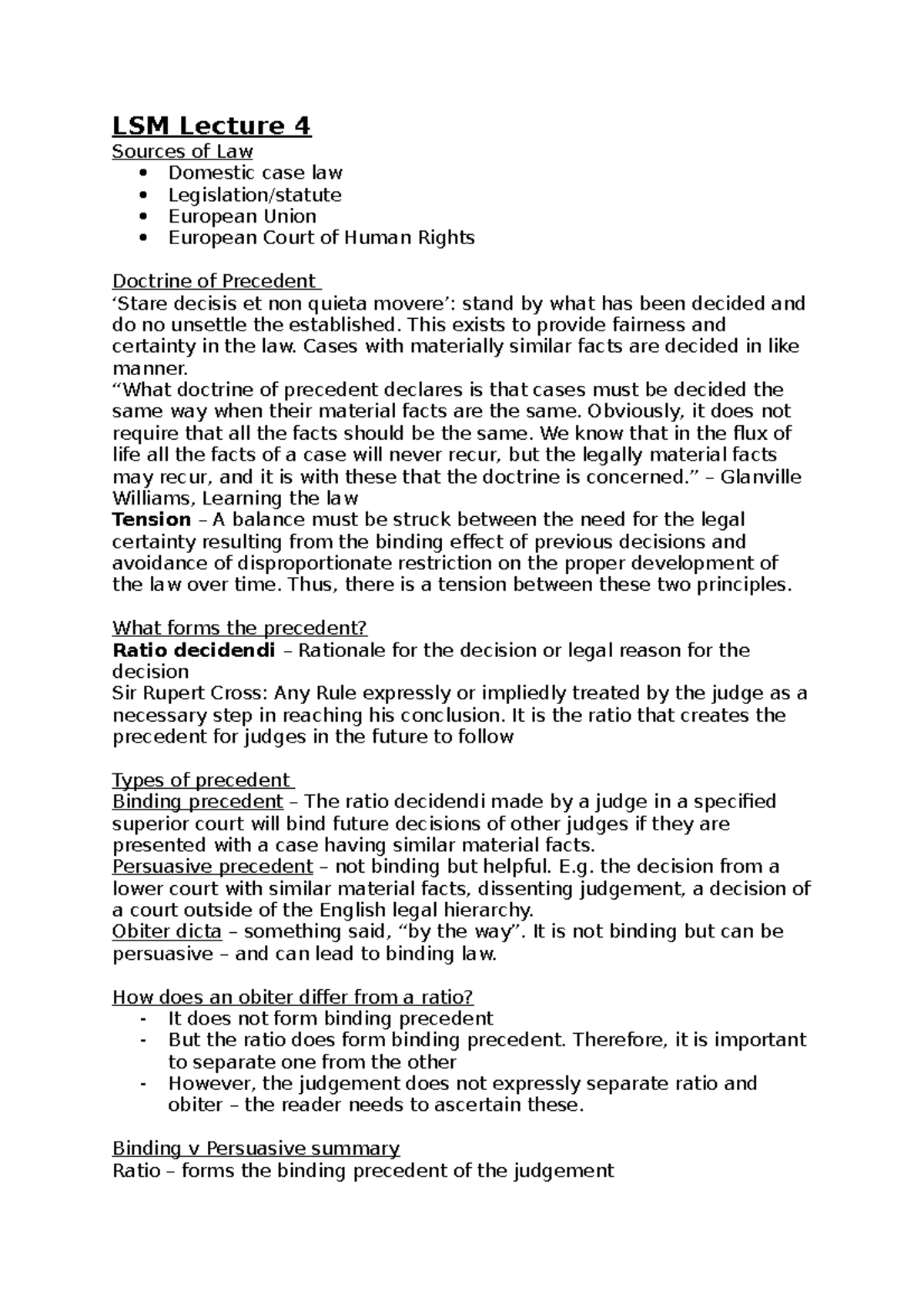 Lsm Lecture 4 Sources Of Law University Of Winchester Chris Lsm Lecture 4 Sources Of Law