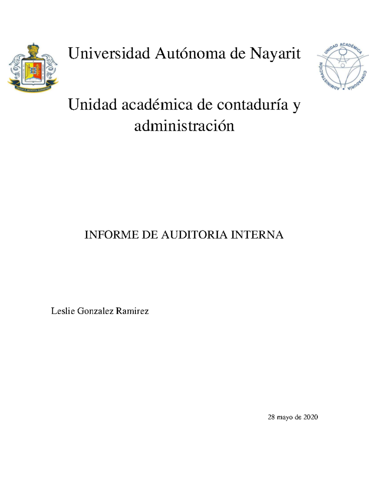 Ejemplo Informe de Auditoria Interna - Warning: TT: undefined function: 32 Warning: TT ...