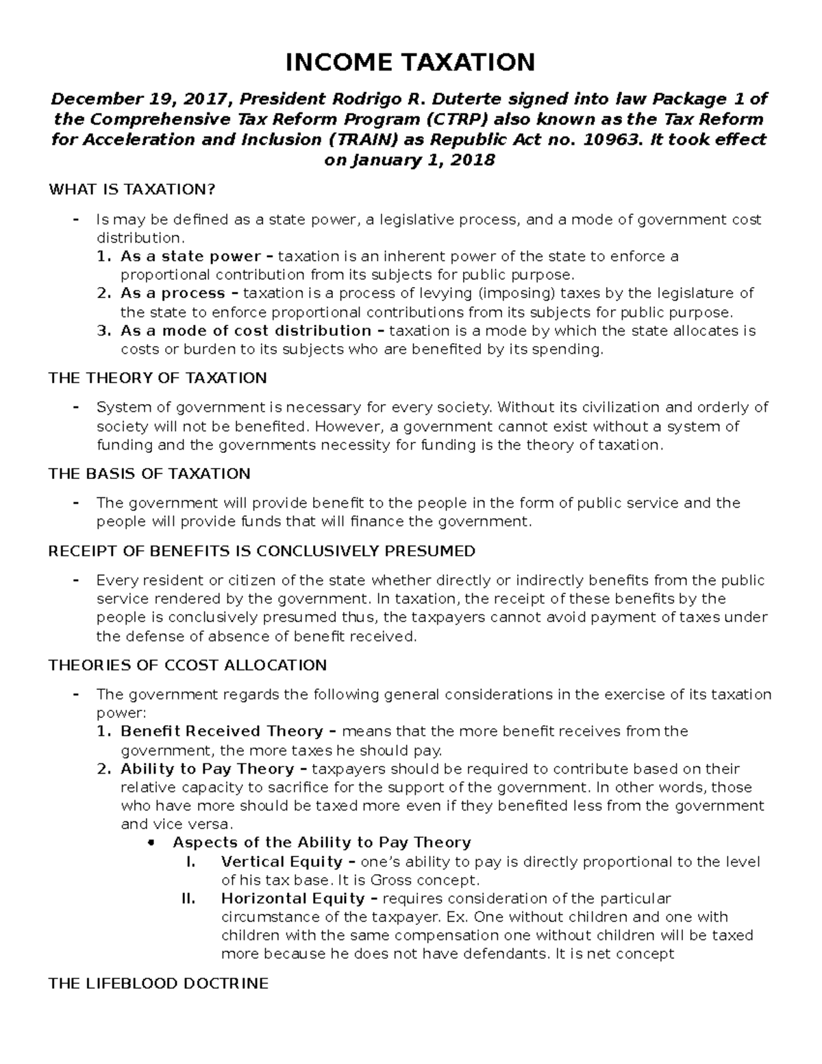 NOTE IN Income Taxation - BS accountancy - Studocu