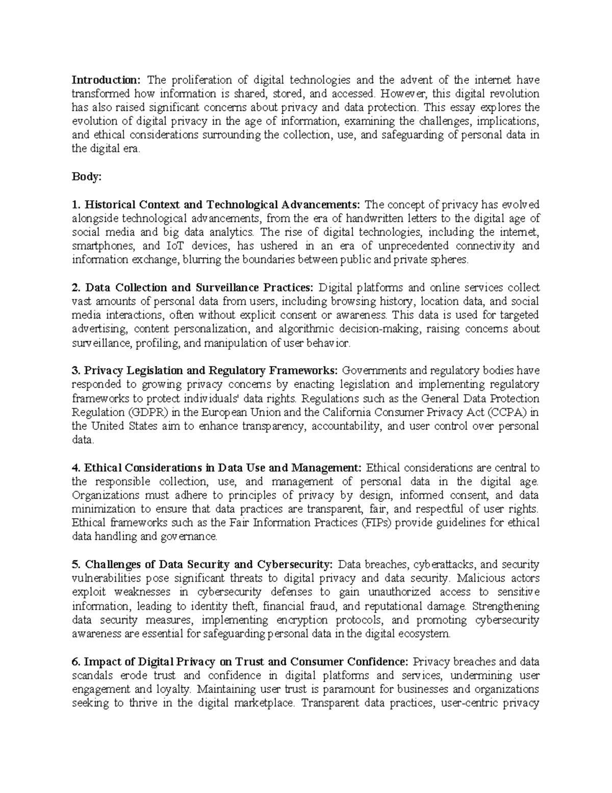 The Evolution of Digital Privacy in the Age of Information ...