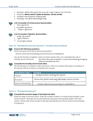 Human Growth and Development WGU - PSYC 2010 - WGU - Studocu