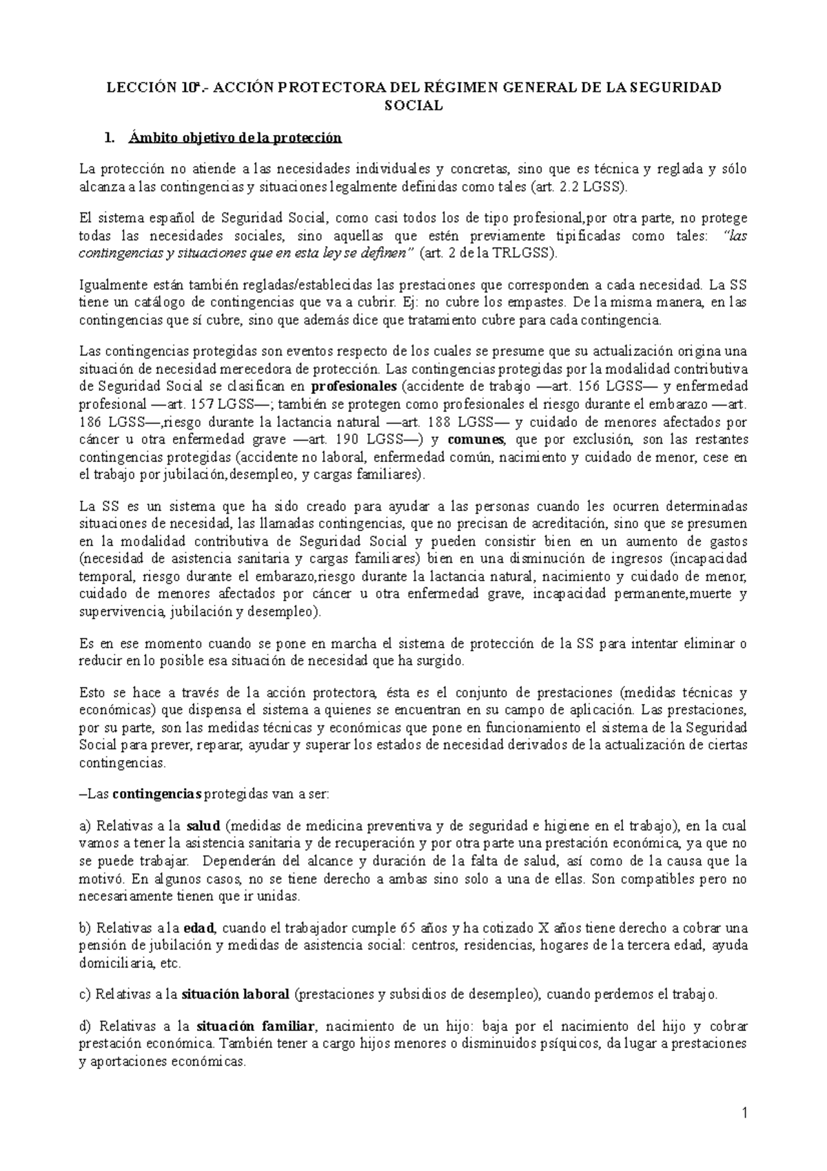 TEMA 10docx - tema 10 - LECCIÓN 10ª.- ACCIÓN PROTECTORA DEL RÉGIMEN ...