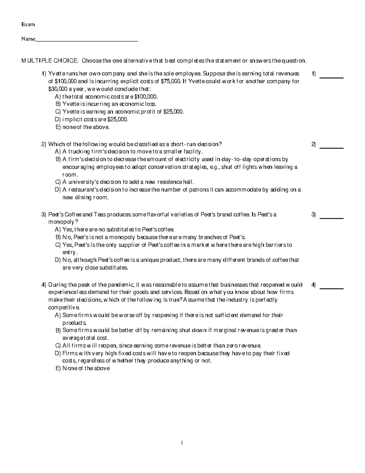 Sample Exam 3 V2 from S23 - Exam Name ...