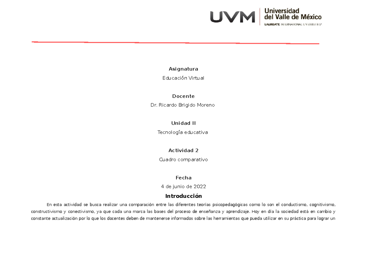 A1 AJDV - Asignatura Educación Virtual Docente Dr. Ricardo Brigido ...