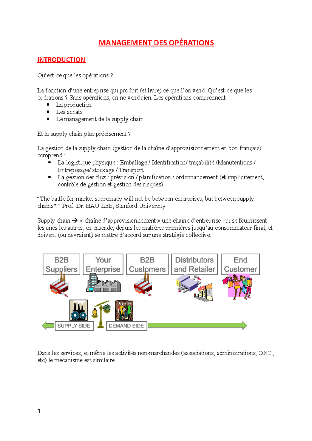 Management DES OPÉRations - MANAGEMENT DES OPÉRATIONS INTRODUCTION Qu ...