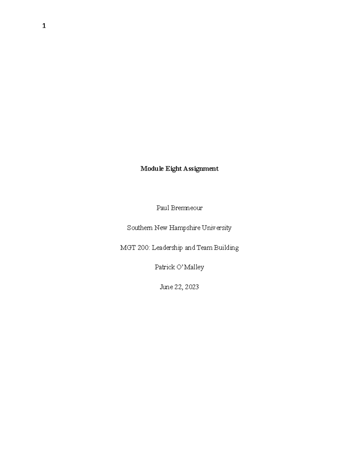 Module Eight Assignment - Although Robert is a bit shy with his own ...