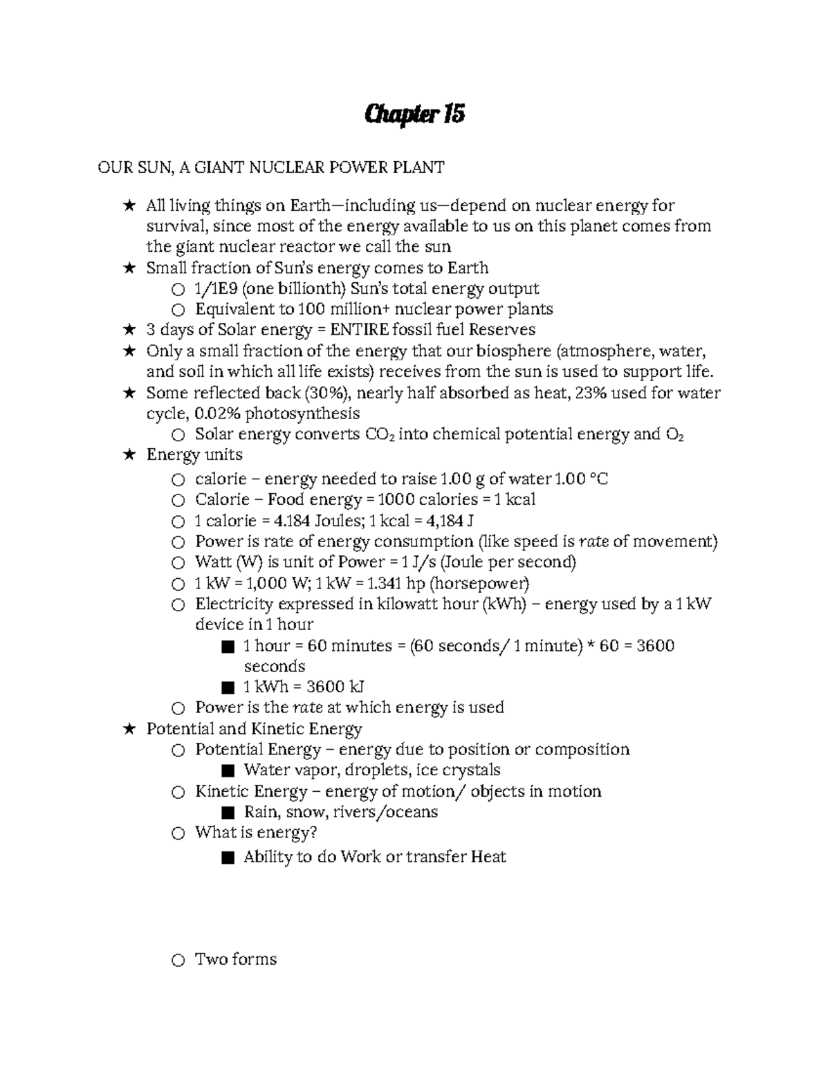 Exam 3 Notes - Chapter 15 OUR SUN, A GIANT NUCLEAR POWER PLANT ★ All ...