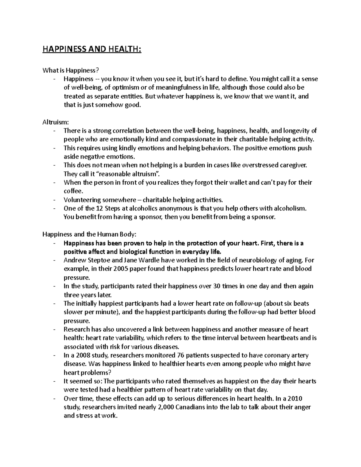 Happiness AND Health - HAPPINESS AND HEALTH: What is Happiness ...