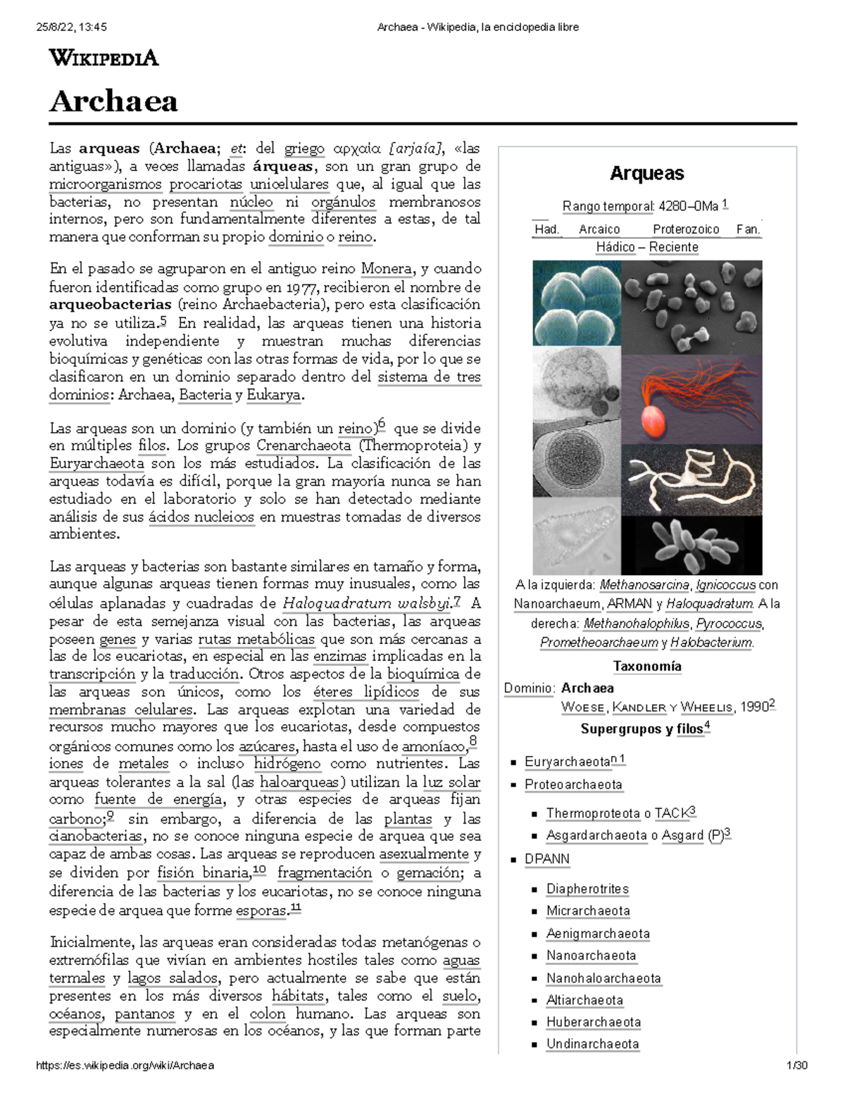 Archaea - Wikipedia, la enciclopedia libre - Arqueas Rango temporal ...