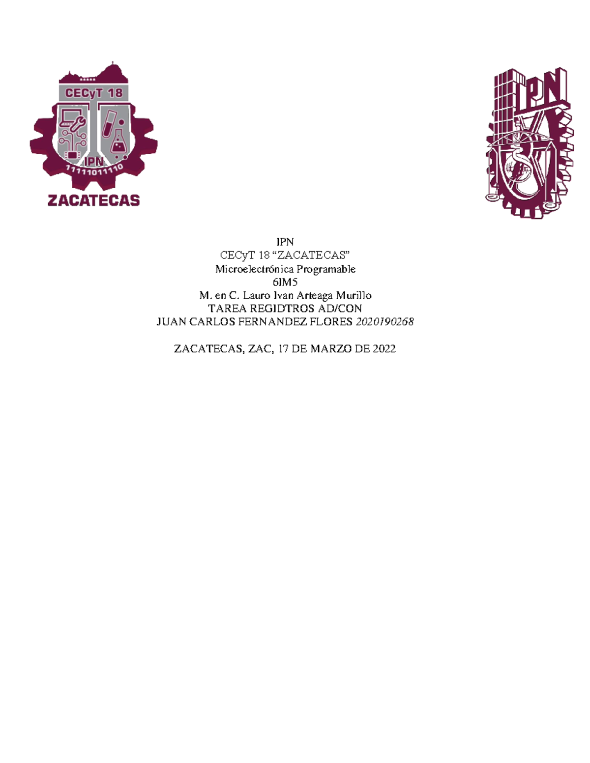 Tarea Adcon 0 y Adcon 1 JCFF - IPN CECyT 18 “ZACATECAS ...